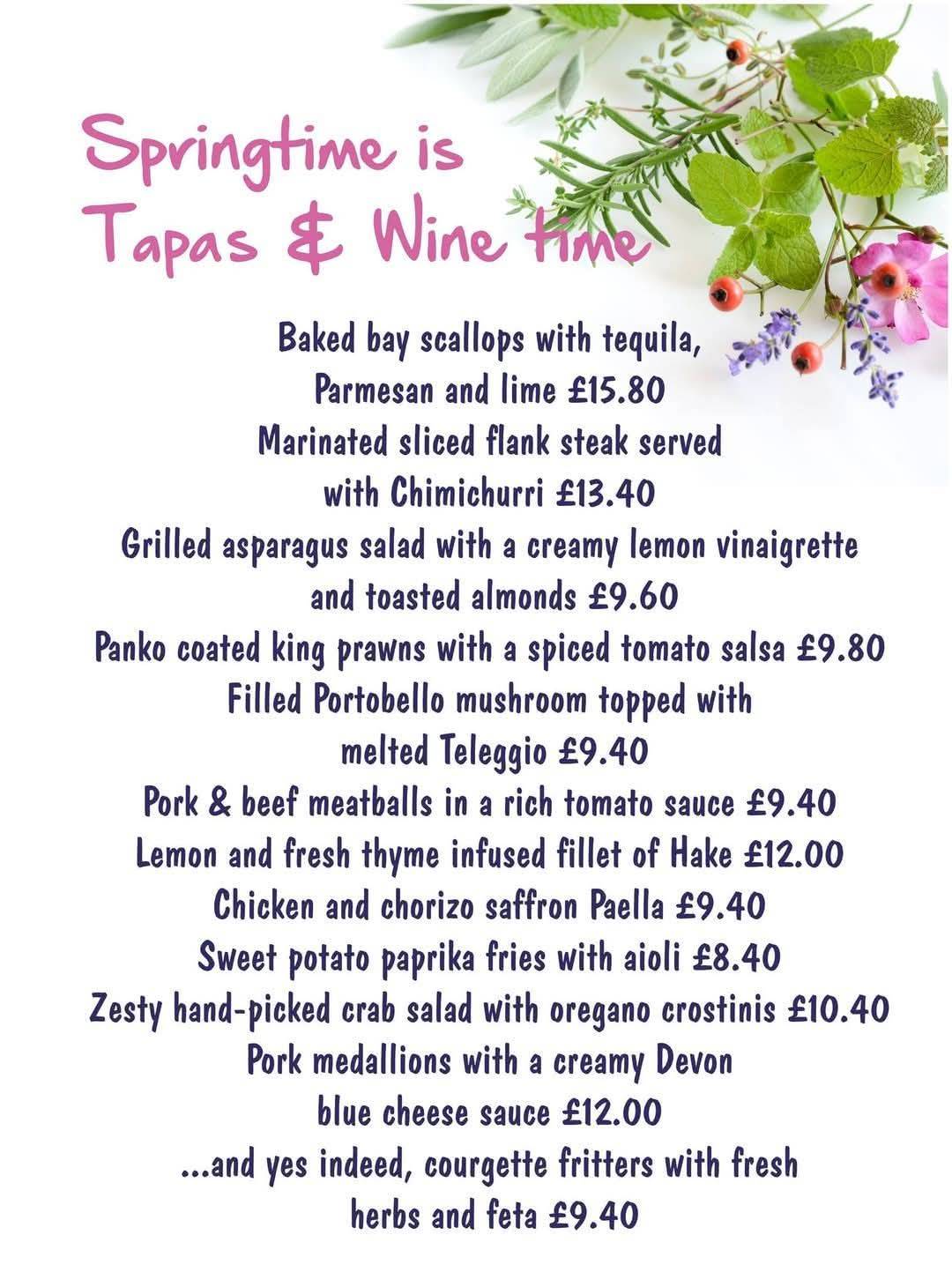 Menu at El Olivo restaurant, Exmouth