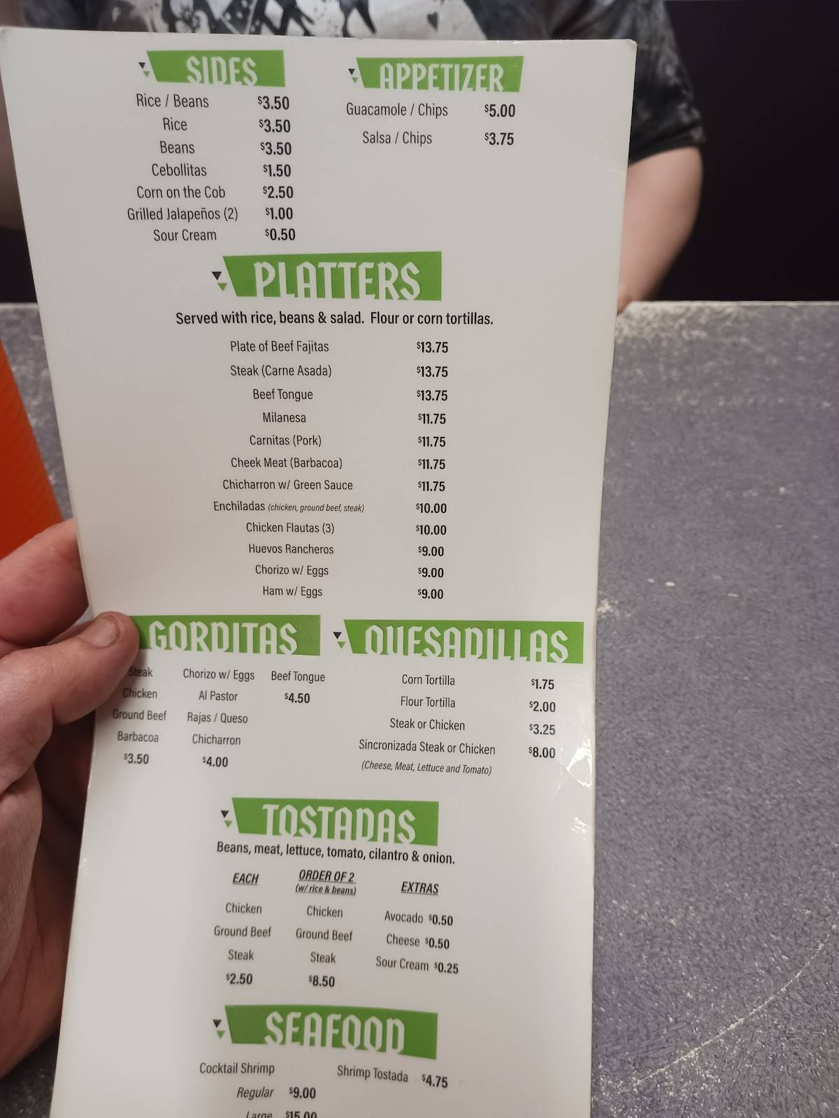Menu at El Olmito Mexican Grocery restaurant, Muscatine