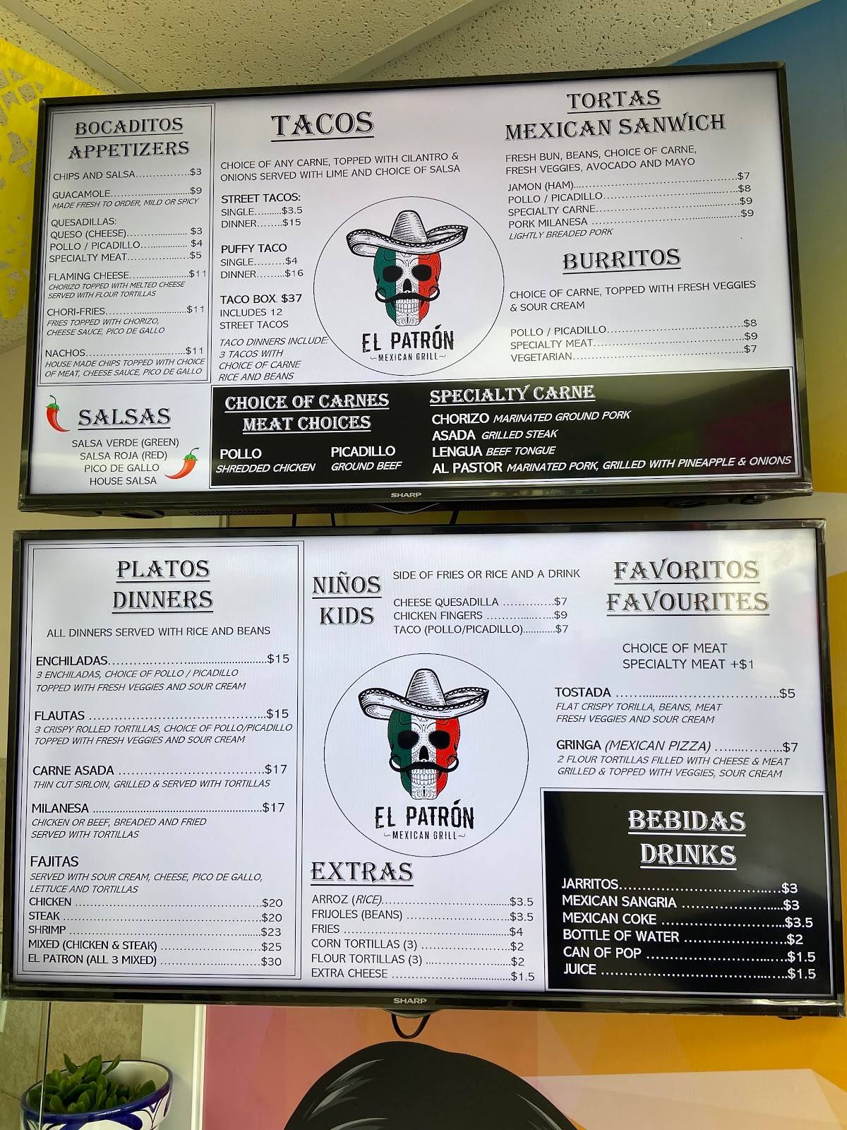 Menu at El Patron Mexican Grill restaurant, Tecumseh