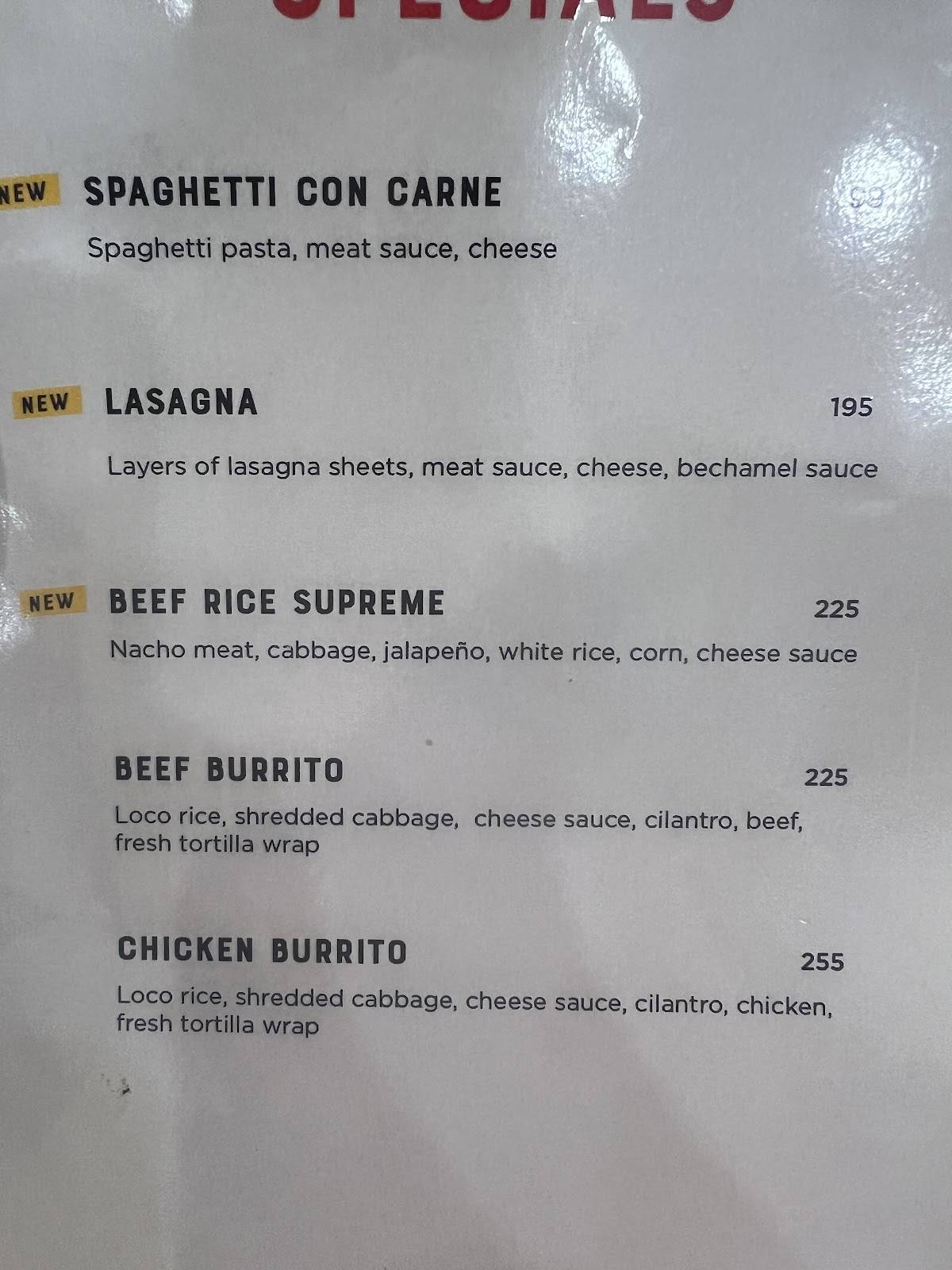 Menu at El Pollo Loco Trinoma restaurant, Quezon City