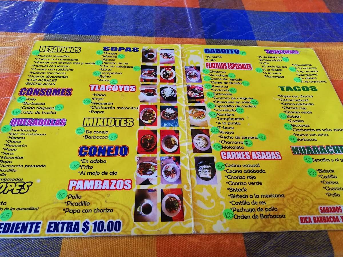 Carta del restaurante El Quinto Sol, Ciudad del México, Autopista ...