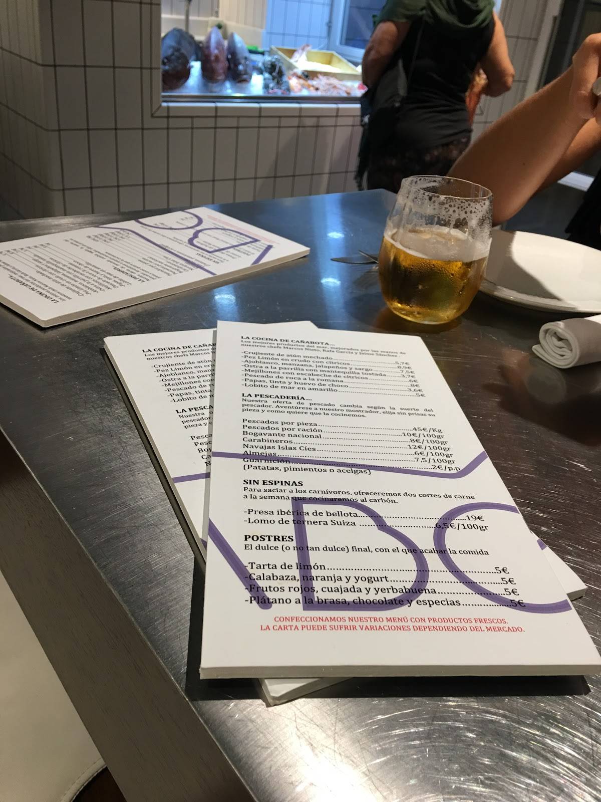 Menu at Cañabota pub & bar, Seville, C. Orfila