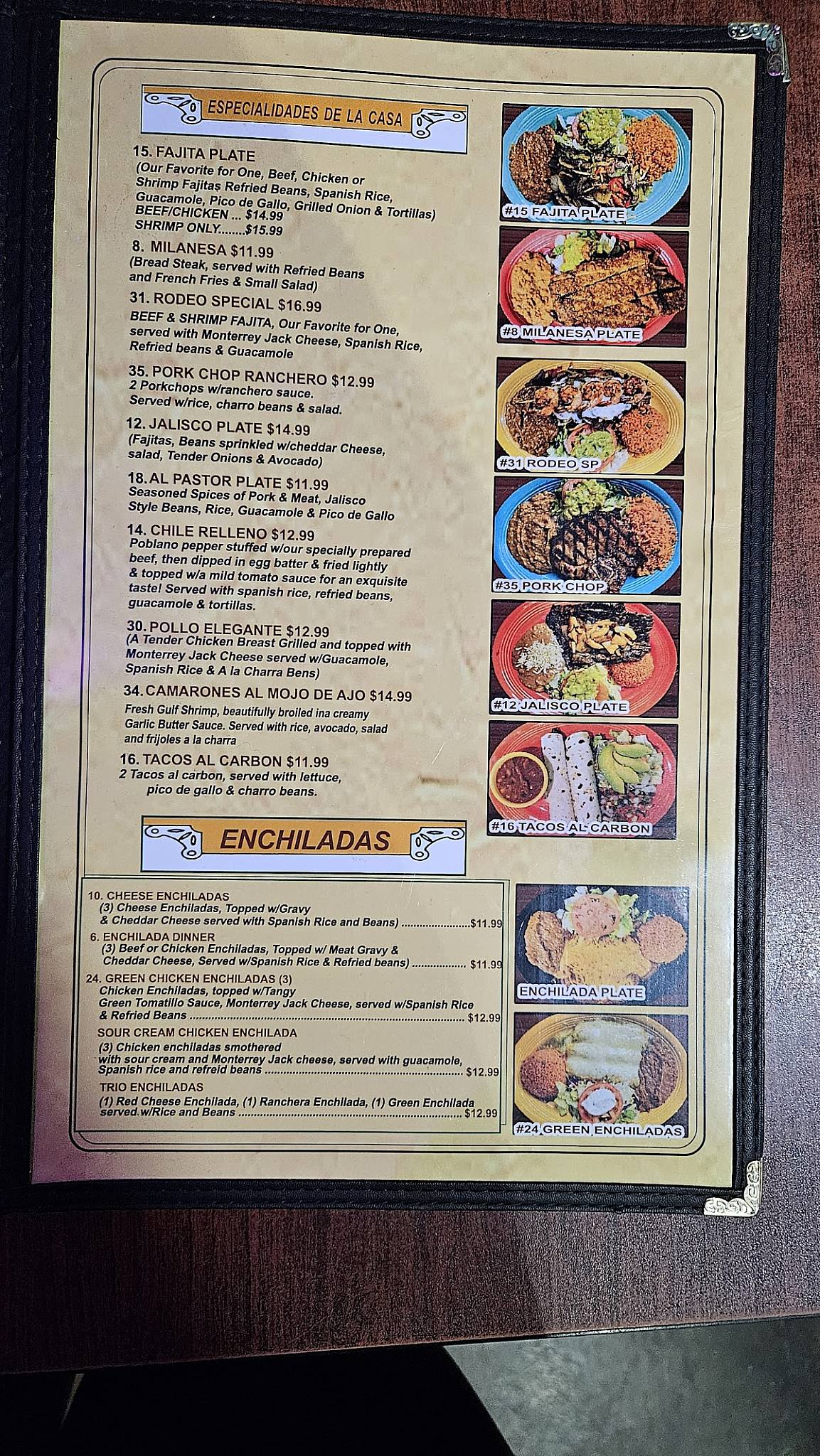 Menu at El Rodeo de Jalisco restaurant, San Antonio, Culebra Rd