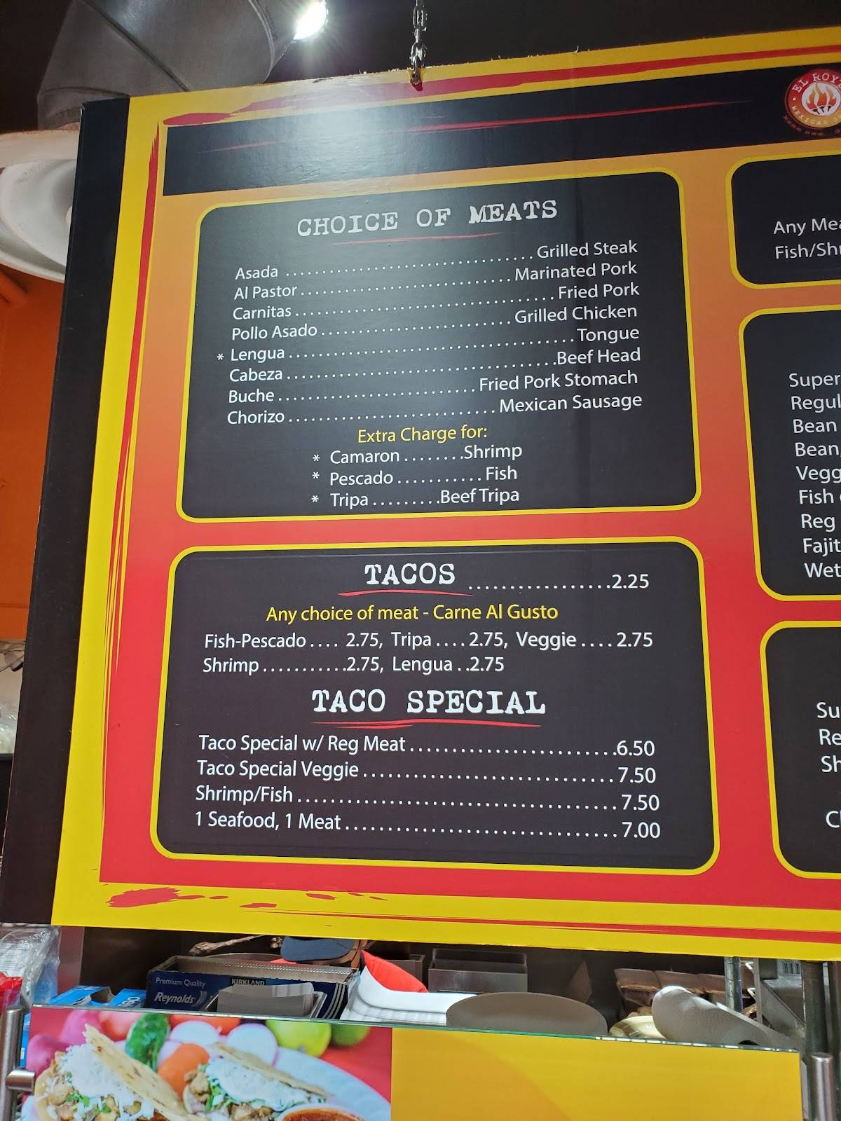 Menu at El Roy's Mexican Grill restaurant, Petaluma, 210 Edith St