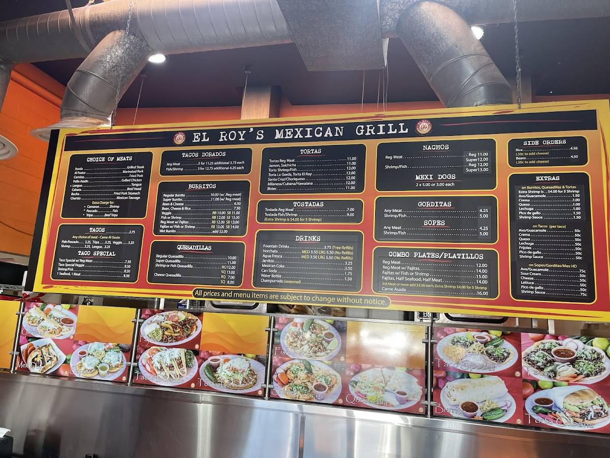 Menu at El Roy's Mexican Grill restaurant, Petaluma, 210 Edith St
