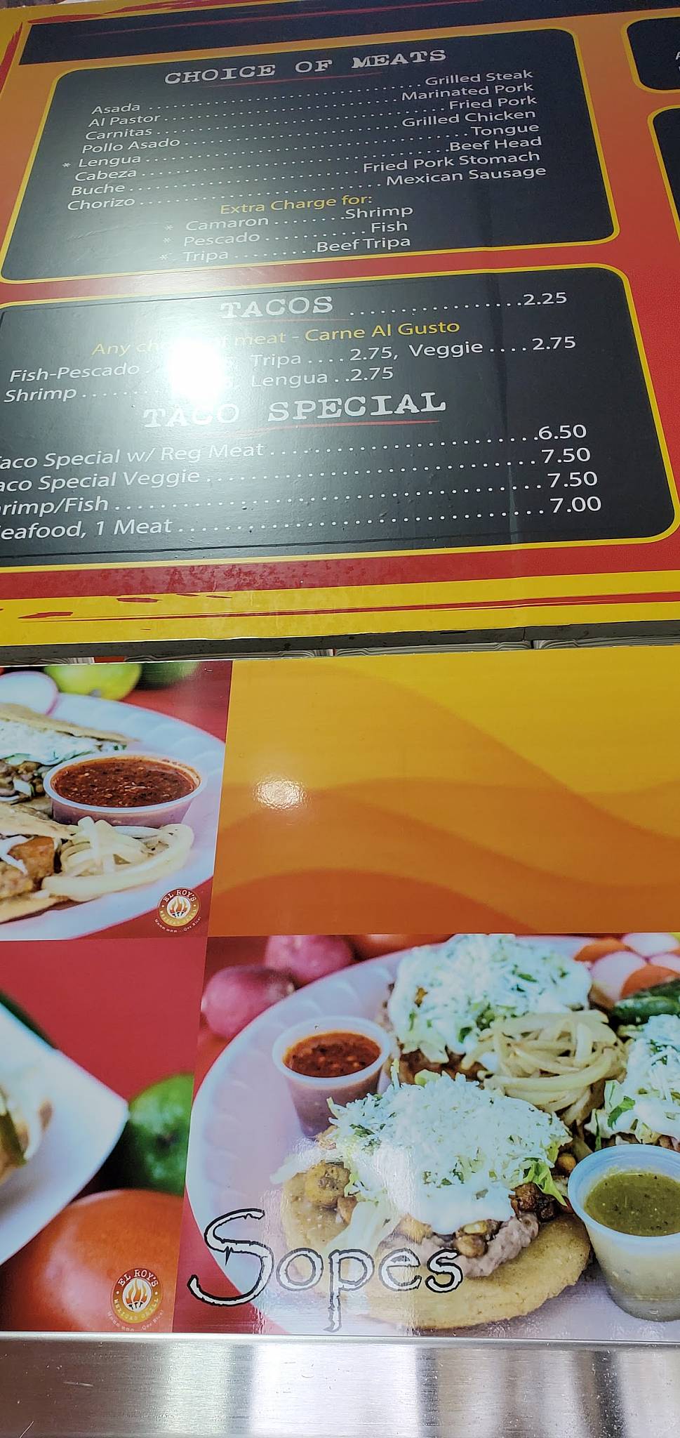 Menu at El Roy's Mexican Grill restaurant, Petaluma, 210 Edith St