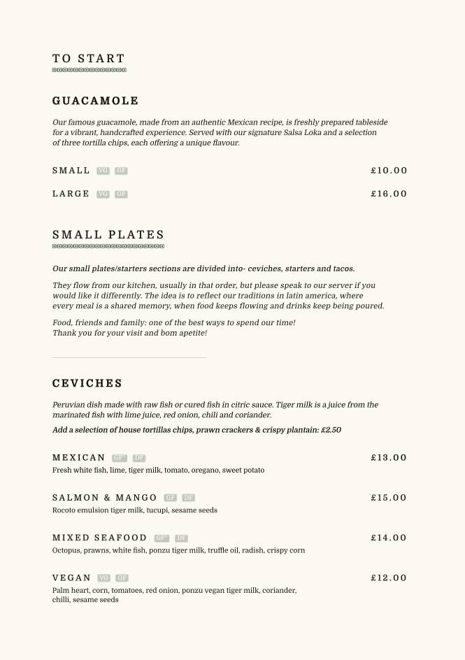 Menu at El Santo Bar and Restaurant, Glasgow