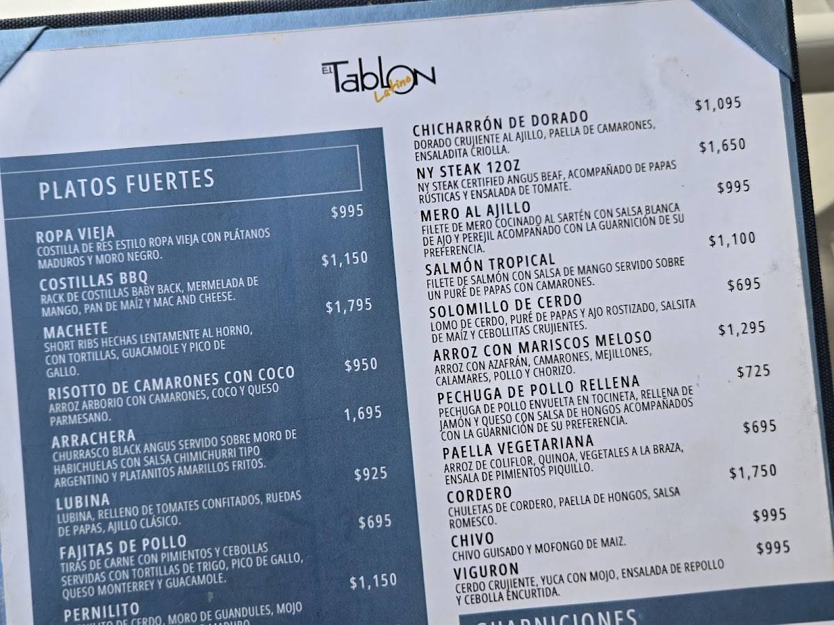 Carta del restaurante El Tablon Latino, Santiago De Los Caballeros, C ...