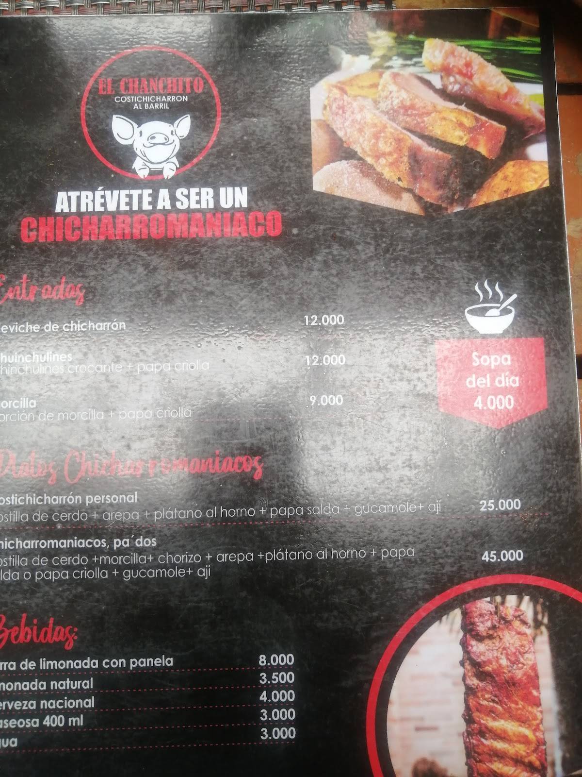 Carta de El chanchito costichicharron al barril, Bogotá