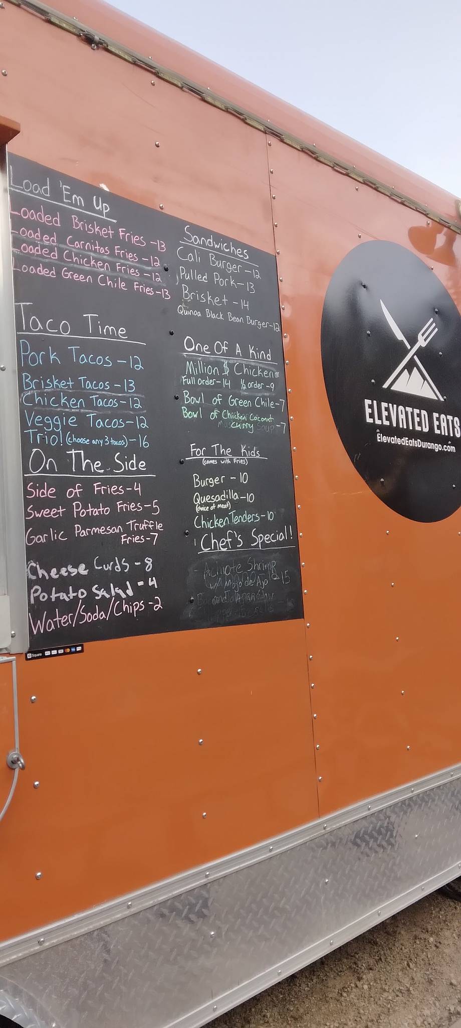 Menu at Elevated Eats restaurant, Durango