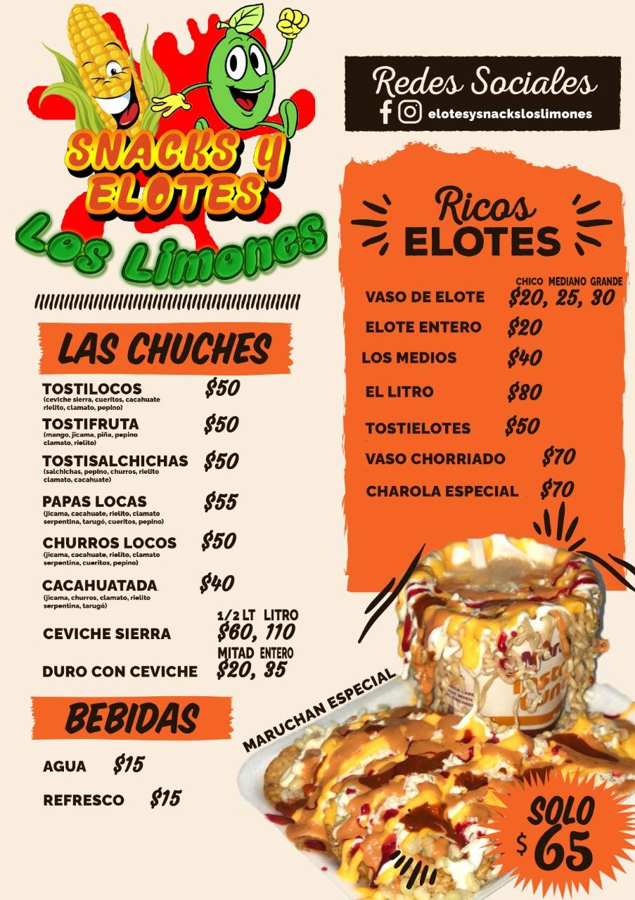 Carta del restaurante Elotes y Snacks Los Limones, Mazatlán