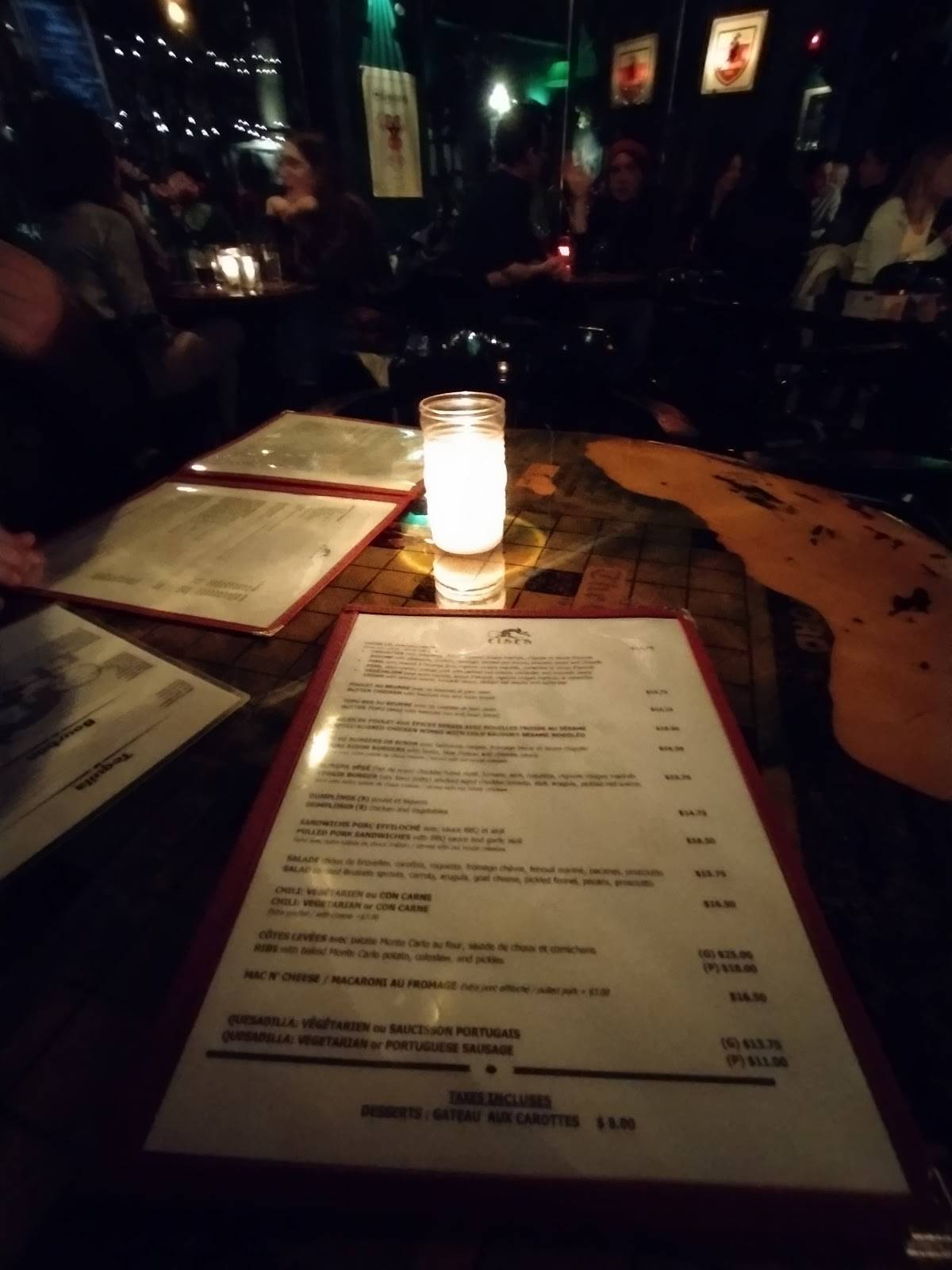 Menu at Else's pub & bar, Montréal