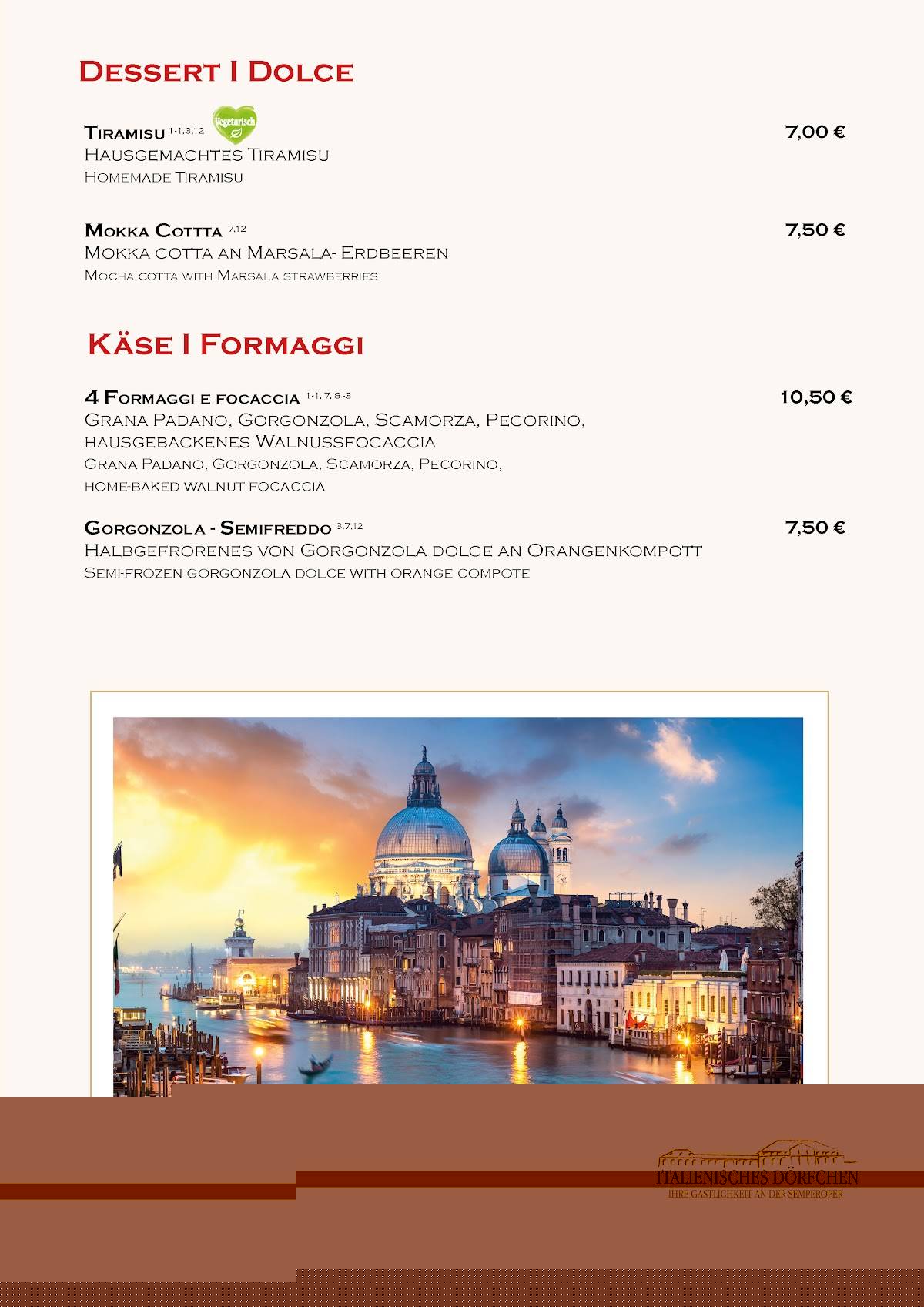 Speisekarte von BRUNETTI CENTRO im Italienischen Dörfchen restaurant ...