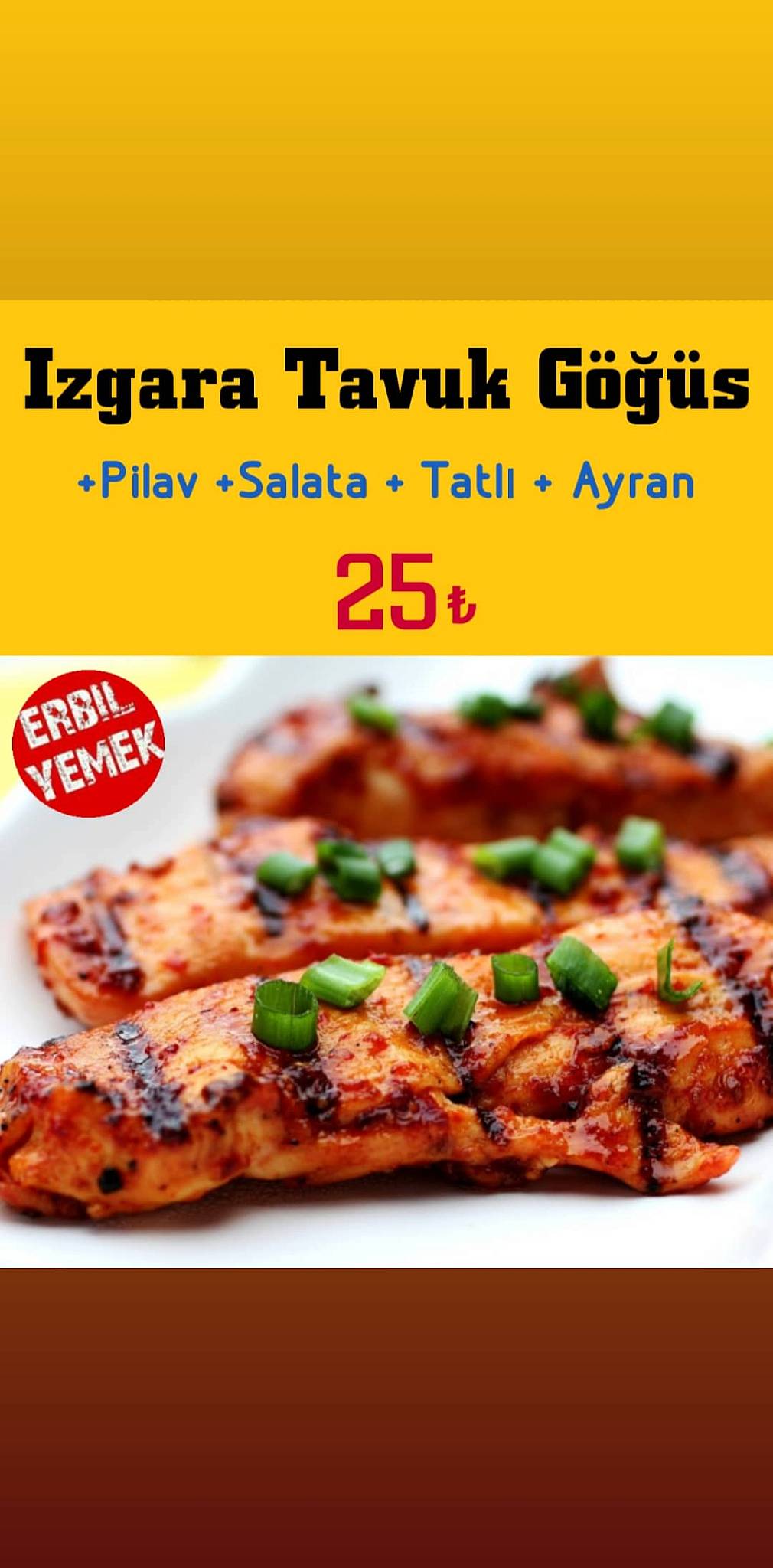 Menu at Erbil Yemek, Istanbul
