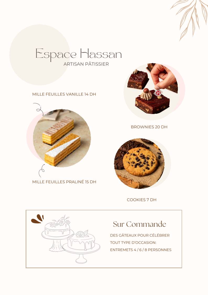 Speisekarte von Espace Hassan Bd Ouled Haddou restaurant, Casablanca