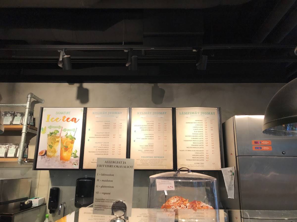 Menu at Espresso House Kluuvi HKI cafe, Helsinki