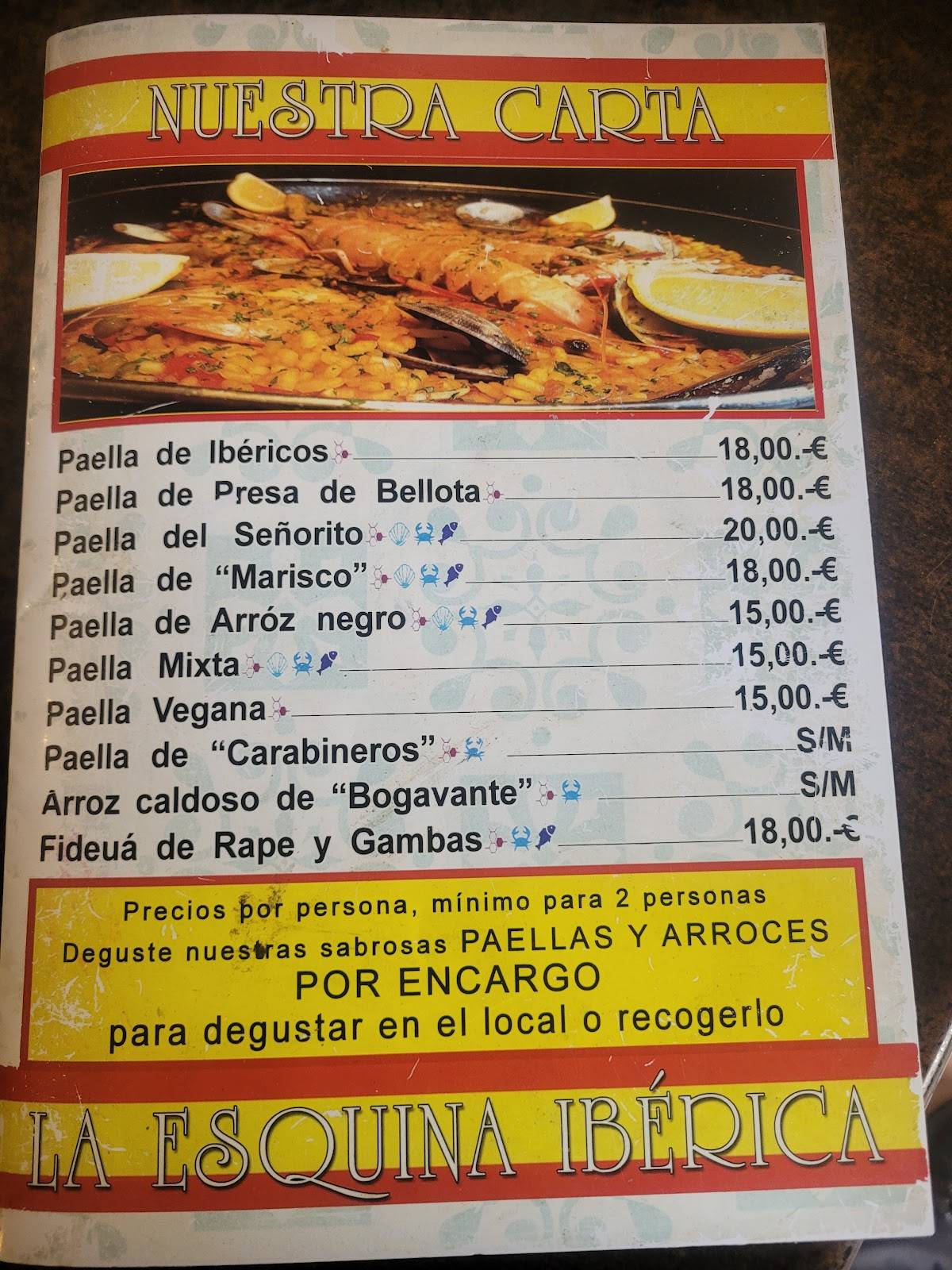 Carta del pub y bar La Esquina Ibérica · Mesón, Ceuta