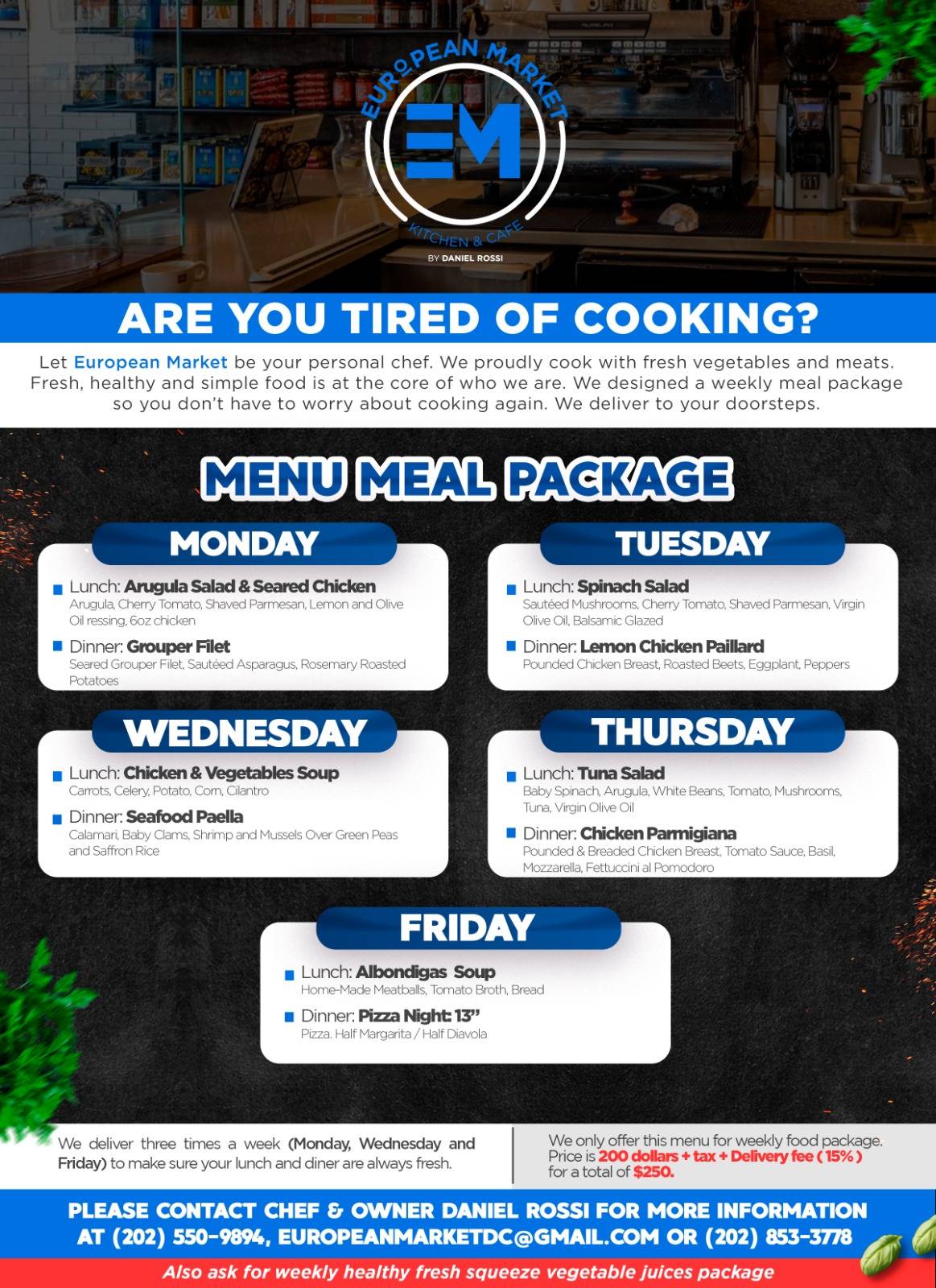 Menu at European Market, kitchen & cafe, Washington