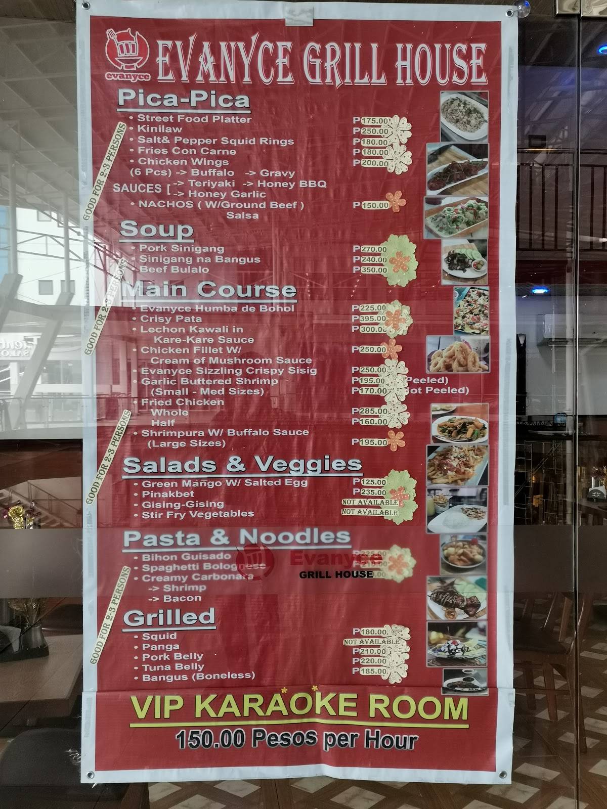 Carta del restaurante Evanyce Grill House, Dávao