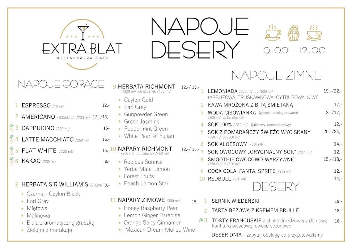 Menu at Extra Blat Restauracja Café restaurant, Slupca