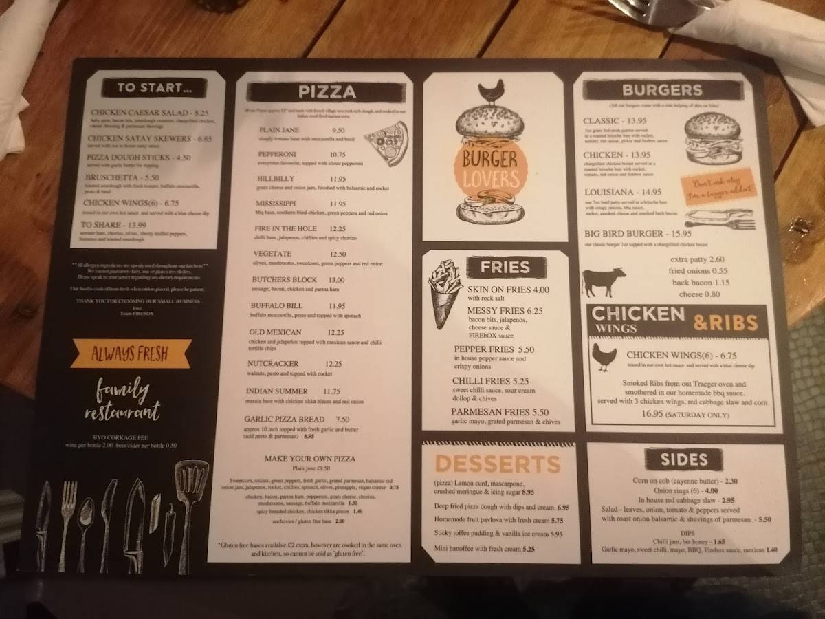 Menu at FIREBOX restaurant, Ballywalter