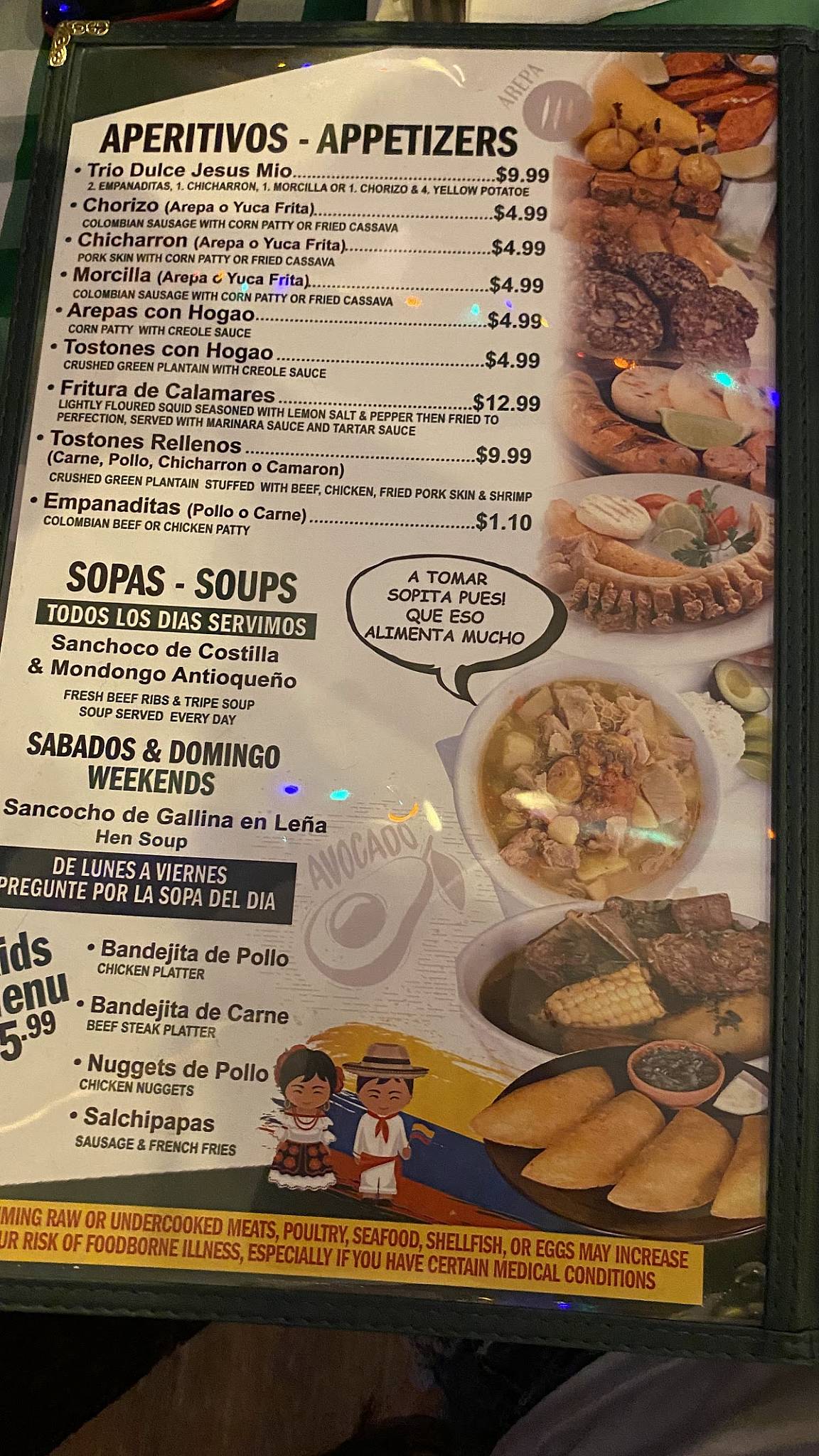 Menu at FONDA DULCE JESUS MIO MIAMI pub & bar, Hialeah
