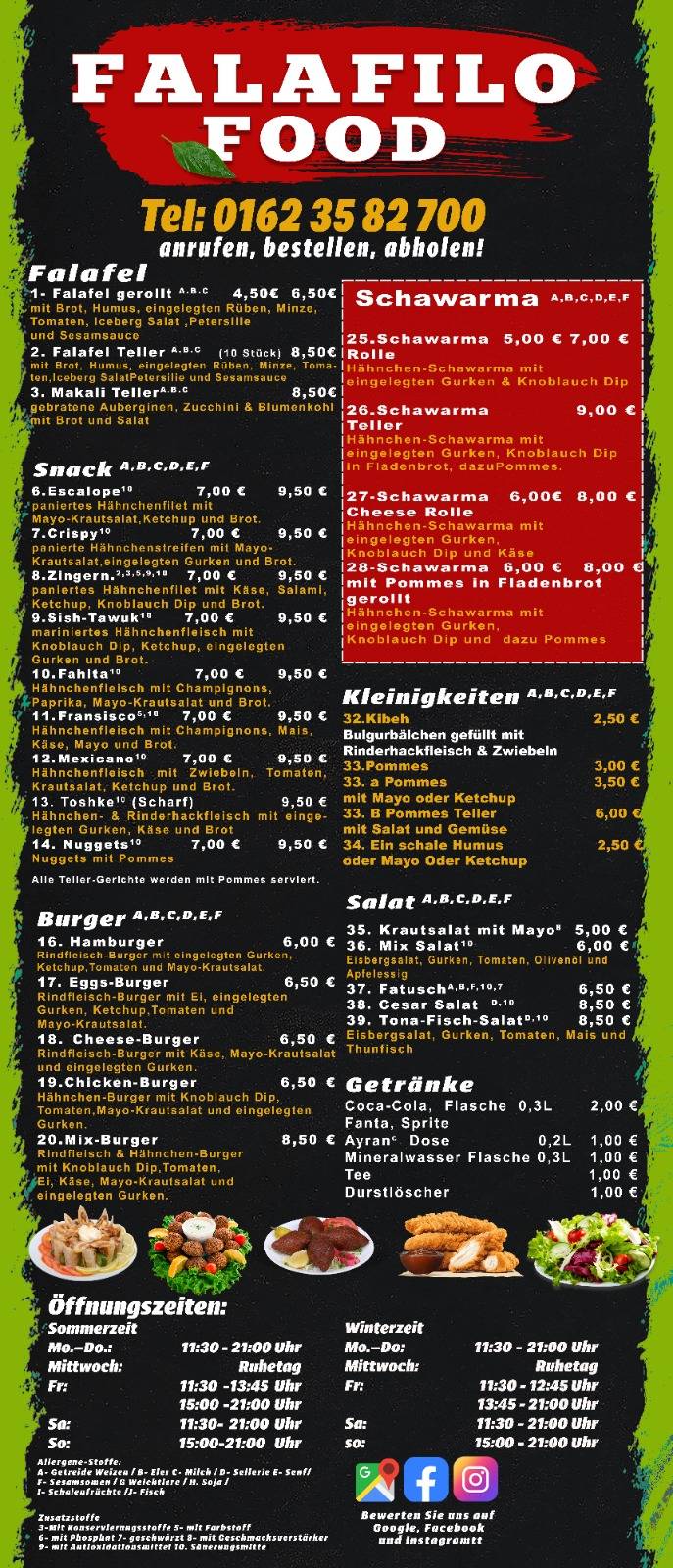 Speisekarte von Falafilo Food restaurant, Lingen (Ems)