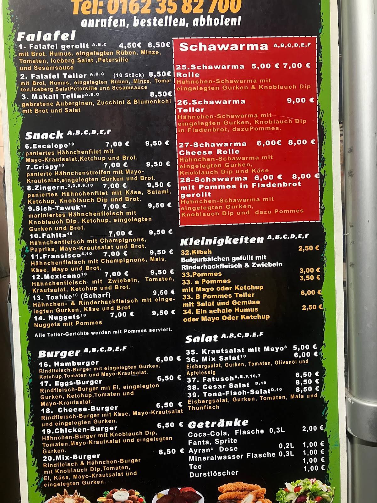 Speisekarte von Falafilo Food restaurant, Lingen (Ems)