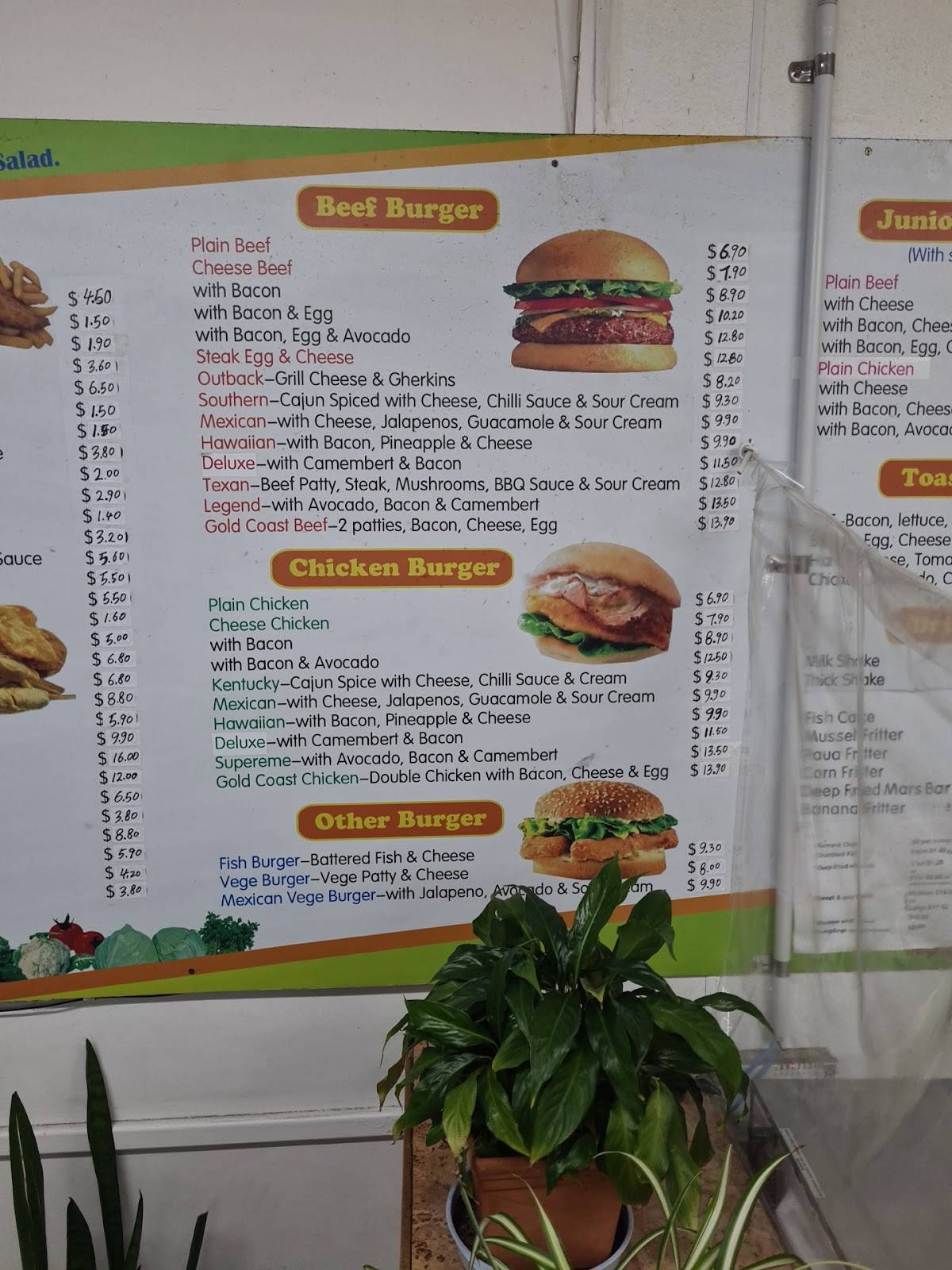 Menu at Gold Coast Takeaways fast food, New Zealand