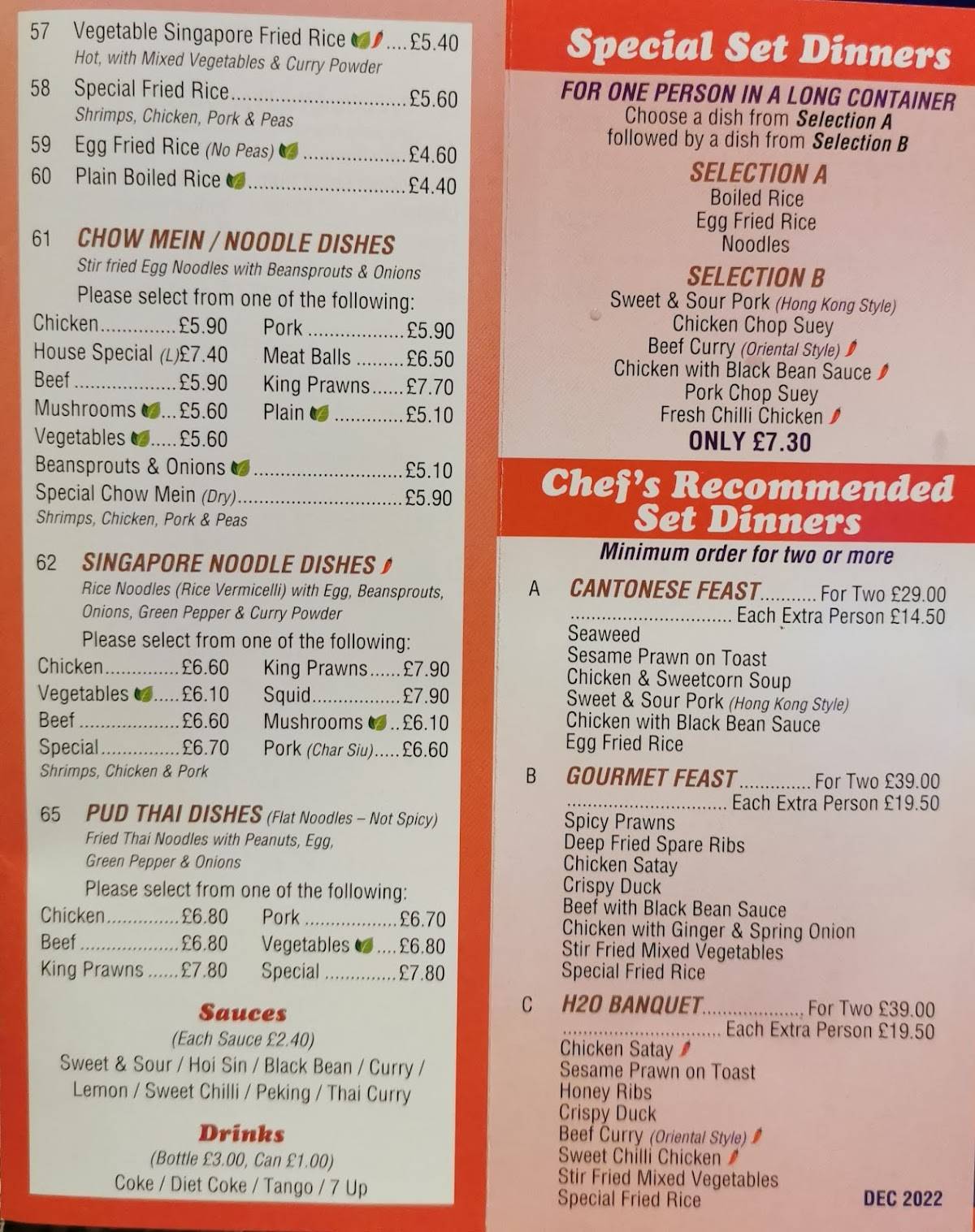 Menu at H20 fast food, West Wickham, 48 Glebe Way