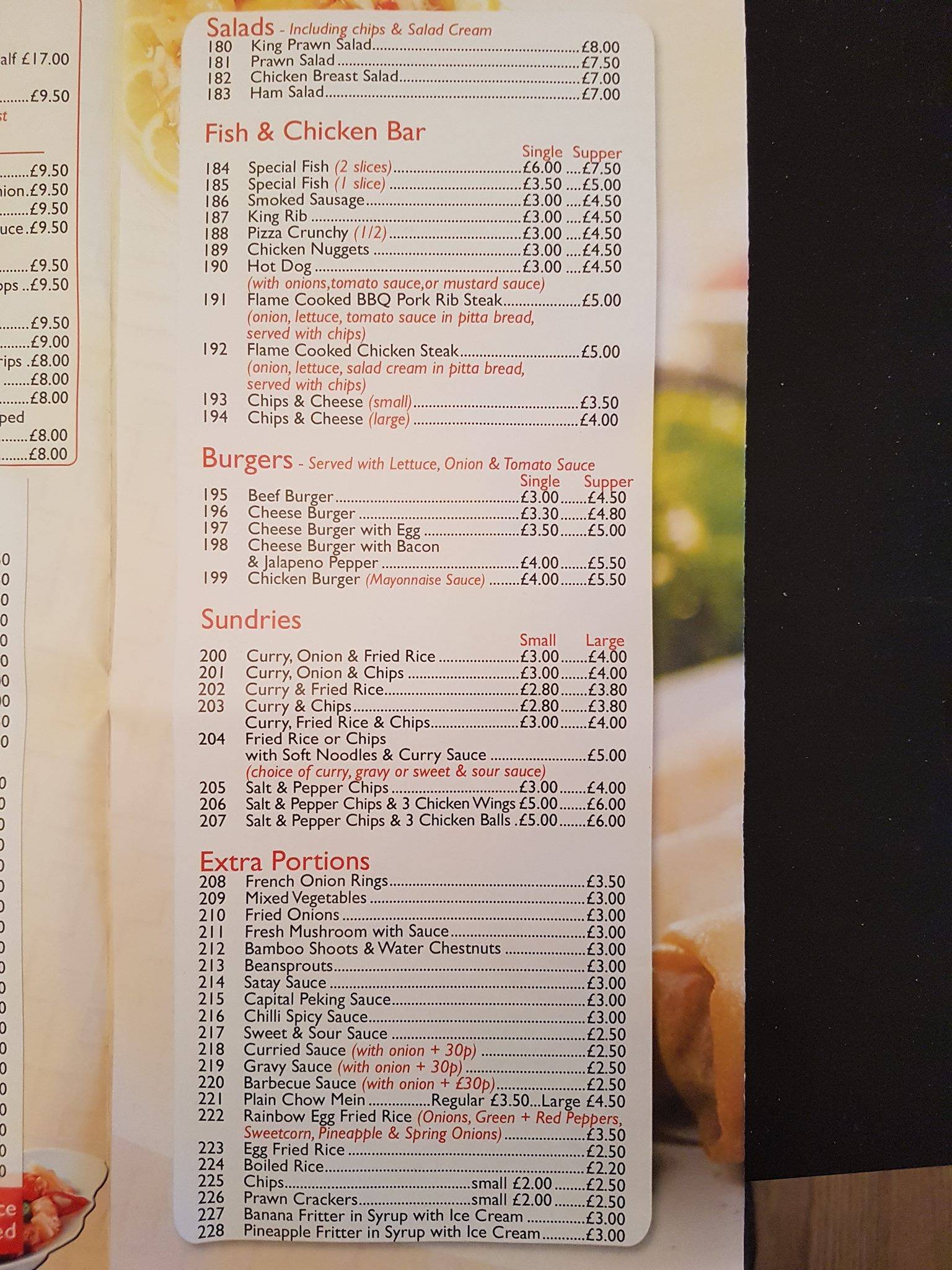 Menu at Ho Wong's Takeaway & Silk Road Restaurant, Bellshill