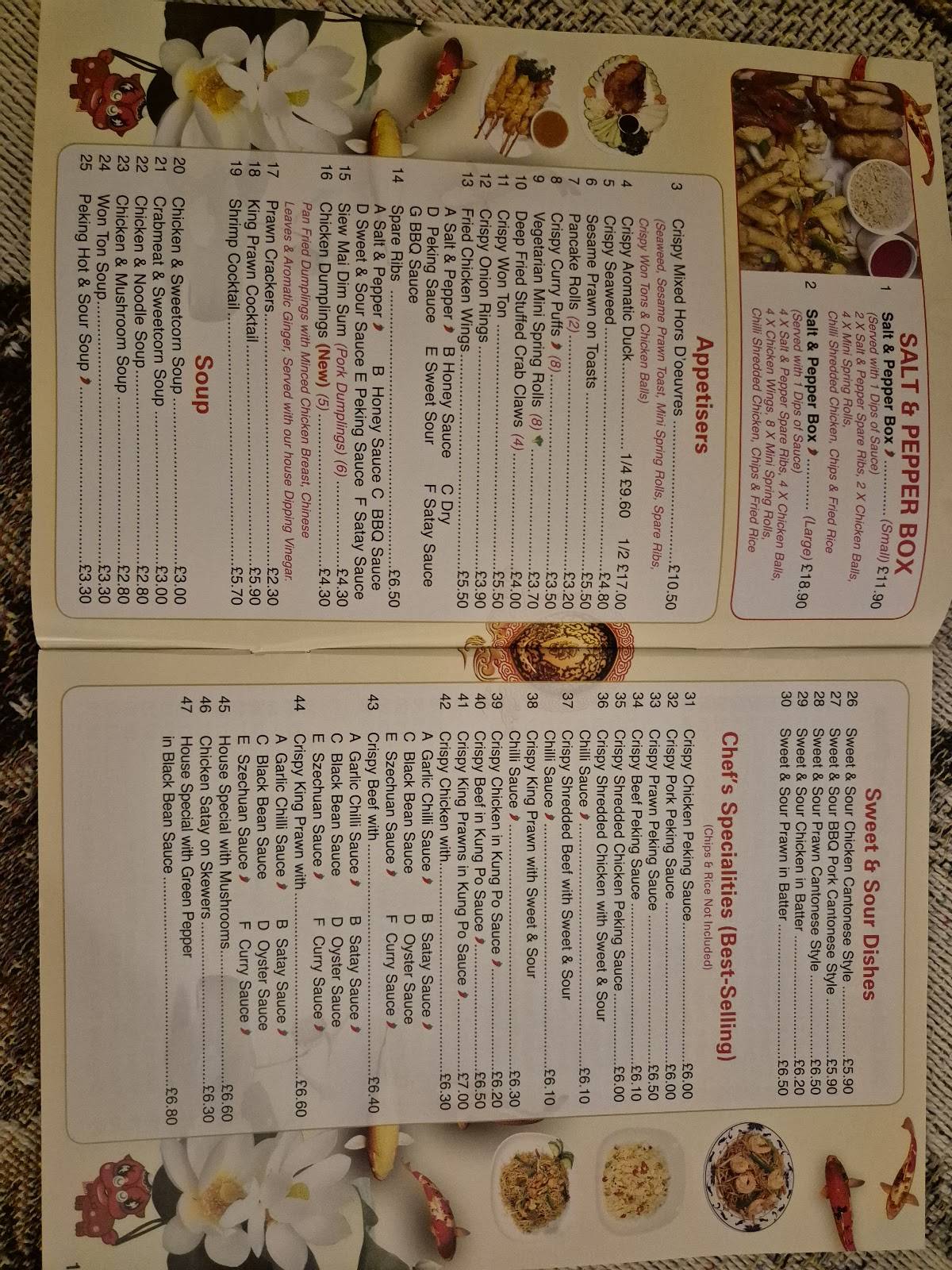 Menu at Kwan's Chinese Takeaway fast food, Kelso