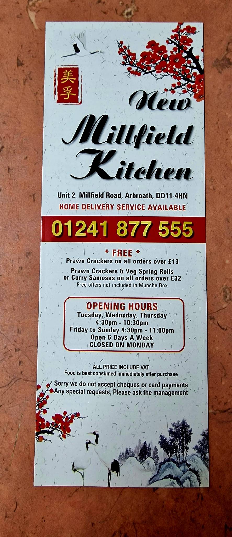 Menu at Millfield Kitchen Ltd fast food, Arbroath