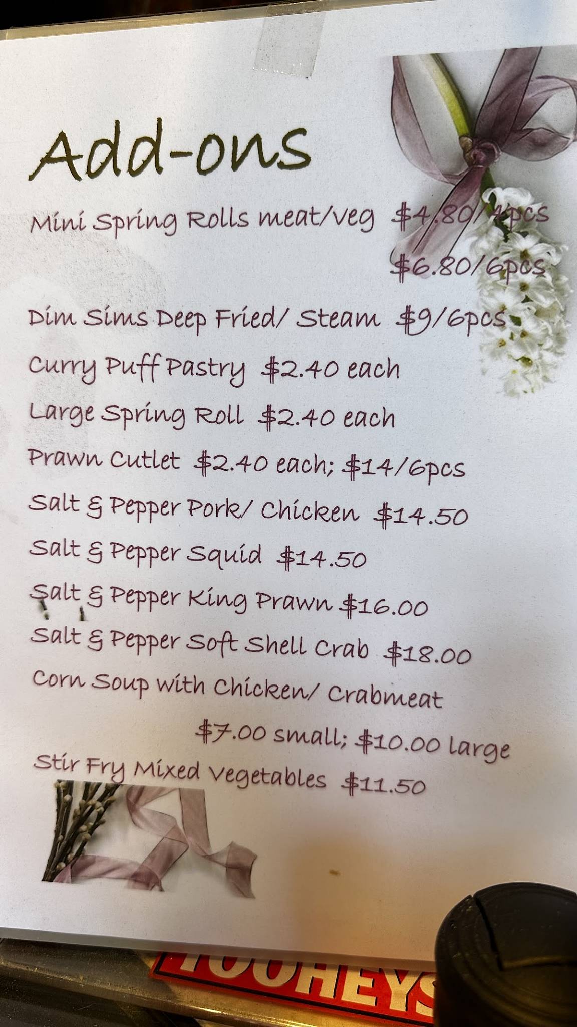 Menu at Mrs Wong's Chinese Kitchen fast food, Merrylands, McFarlane St