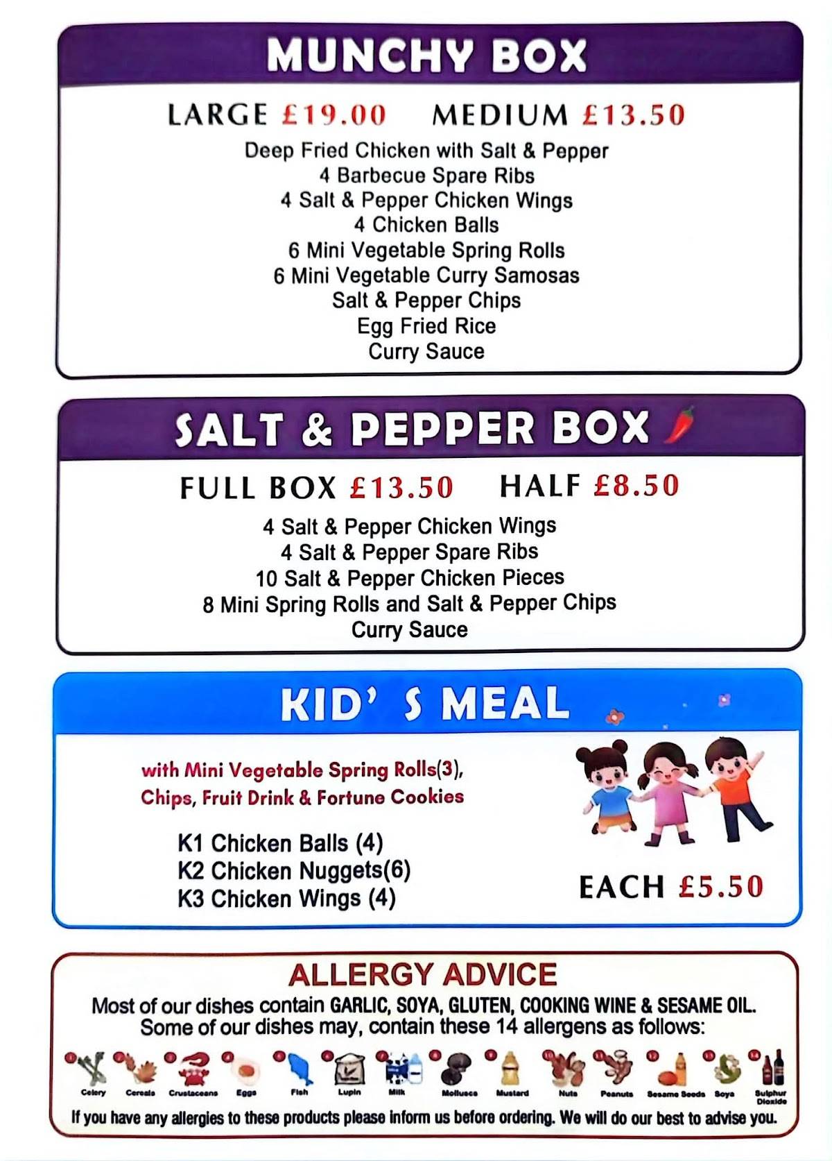 Menu at Red Seasons Chinese Takeaway fast food, Wakefield