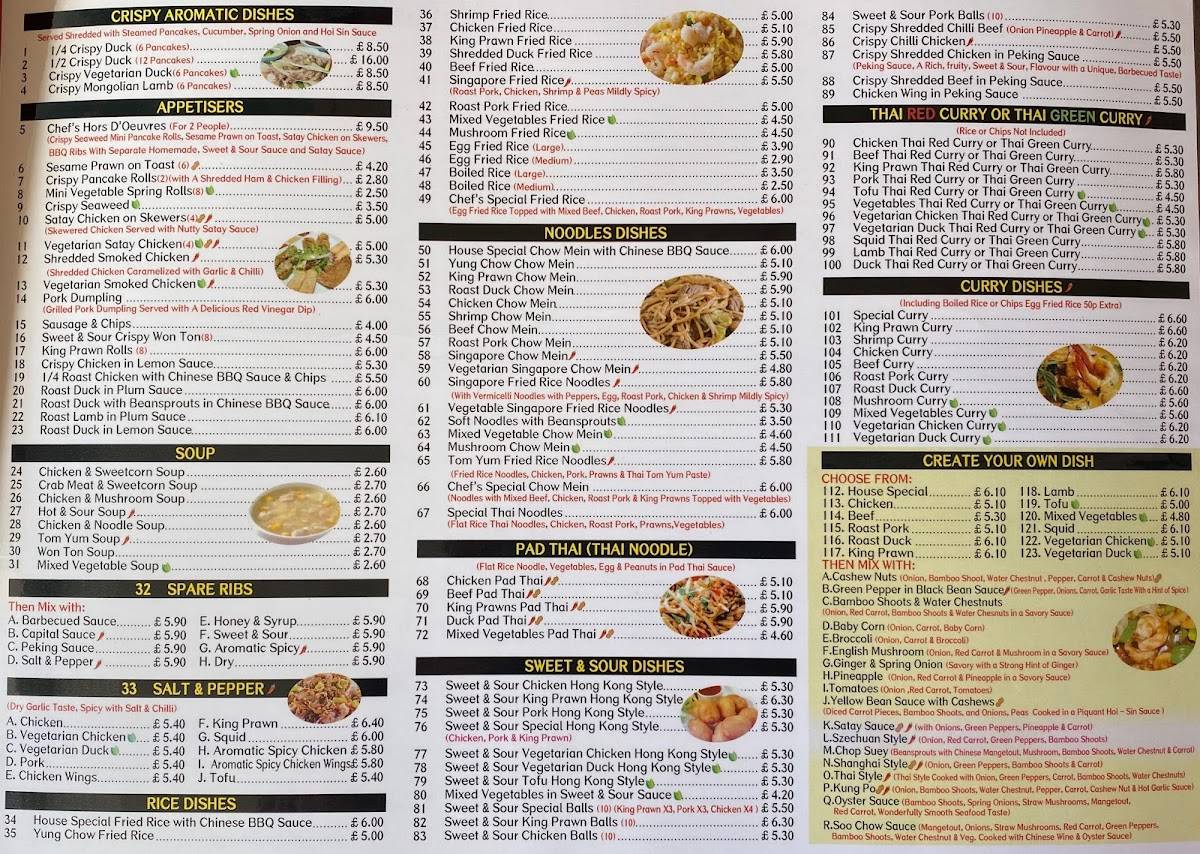 Menu at Wing Hong fast food, Honiton