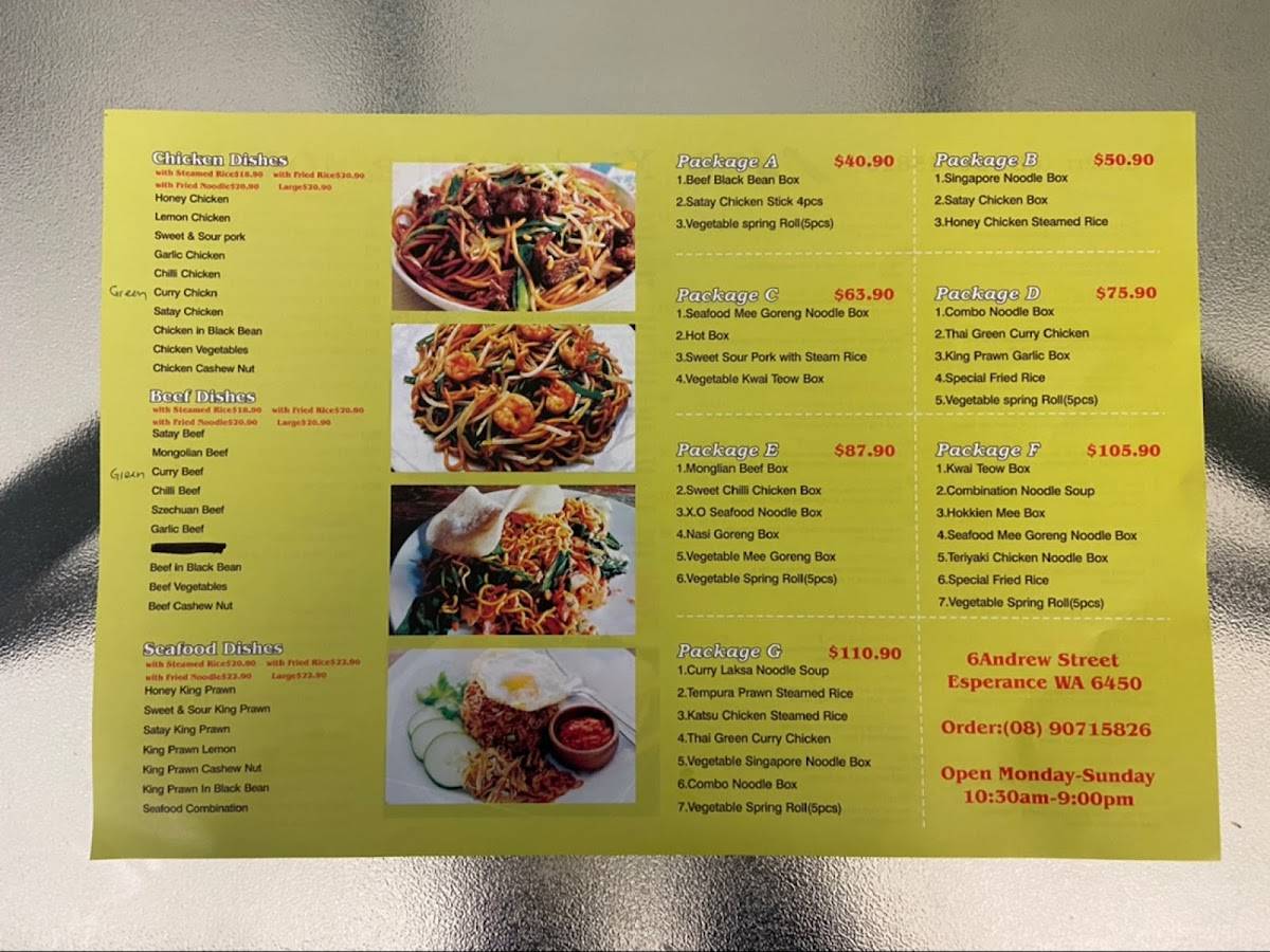 Menu at Xing's Sushi & Noodle fast food, Esperance