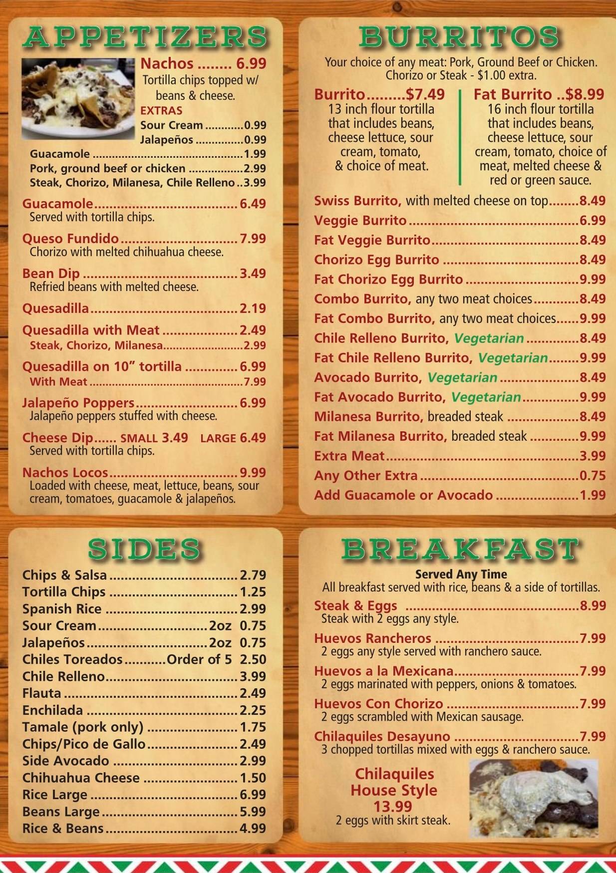 Menu at Fat Burrito Crown Point IN. restaurant, Crown Point