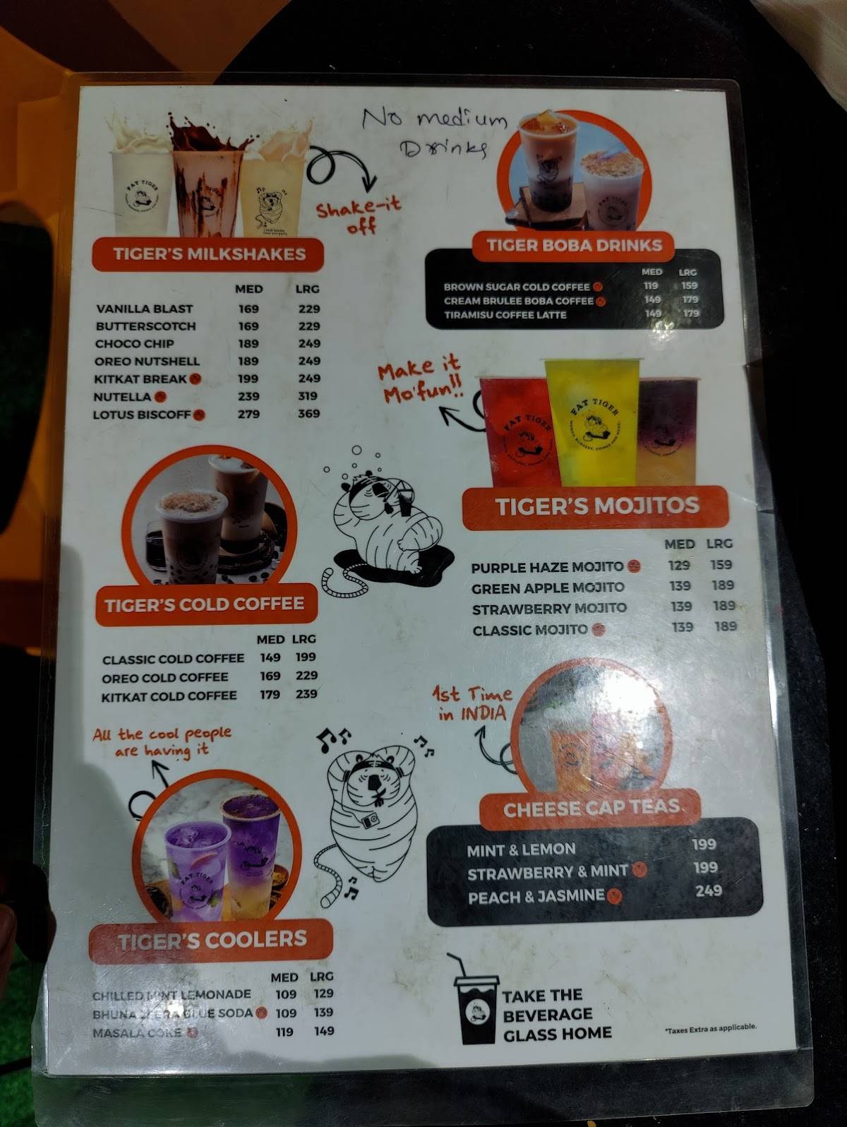 Menu at Fat Tiger - HSR Layout, Bengaluru