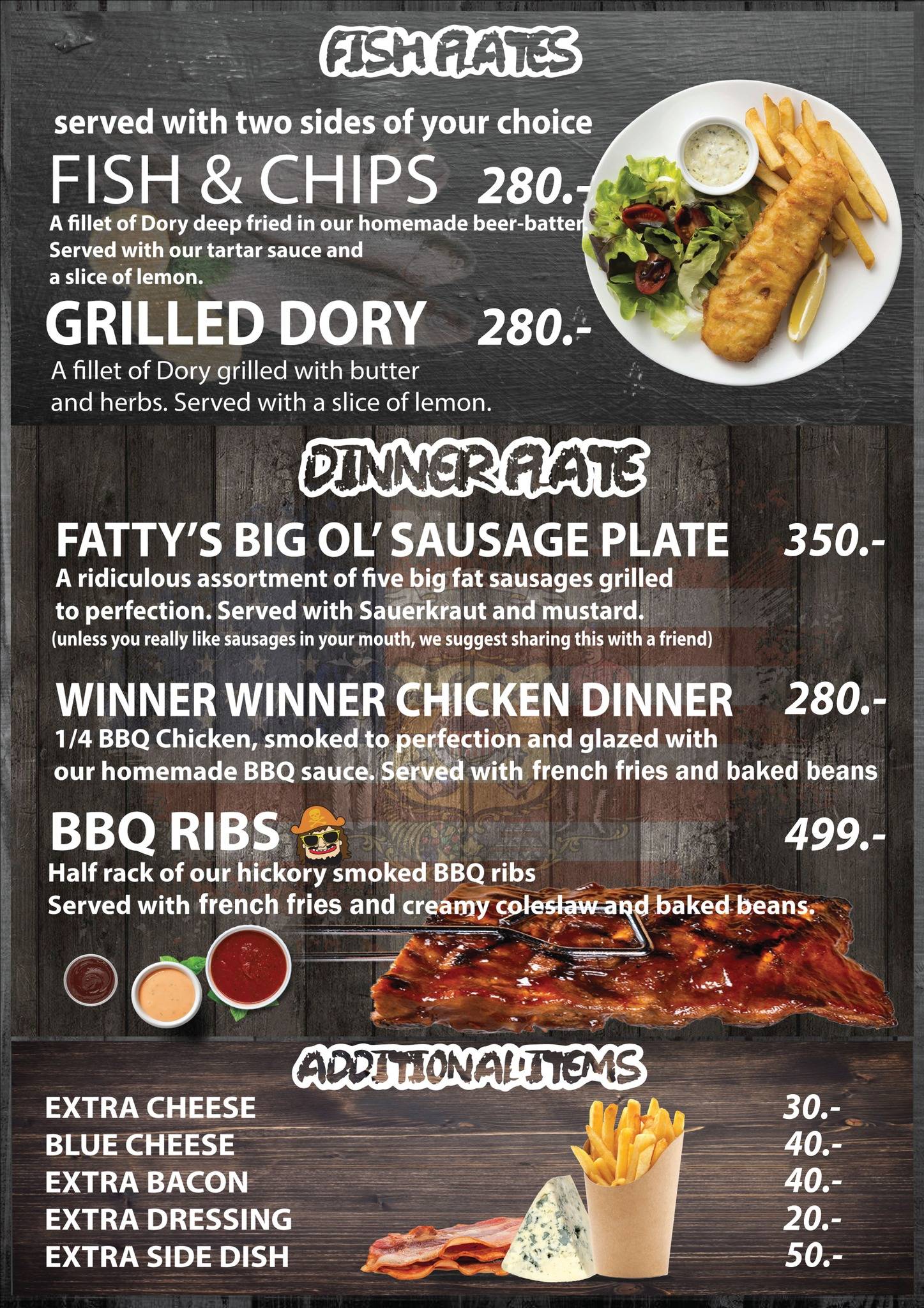 Menu at Fatty's Bar & Diner, Bangkok