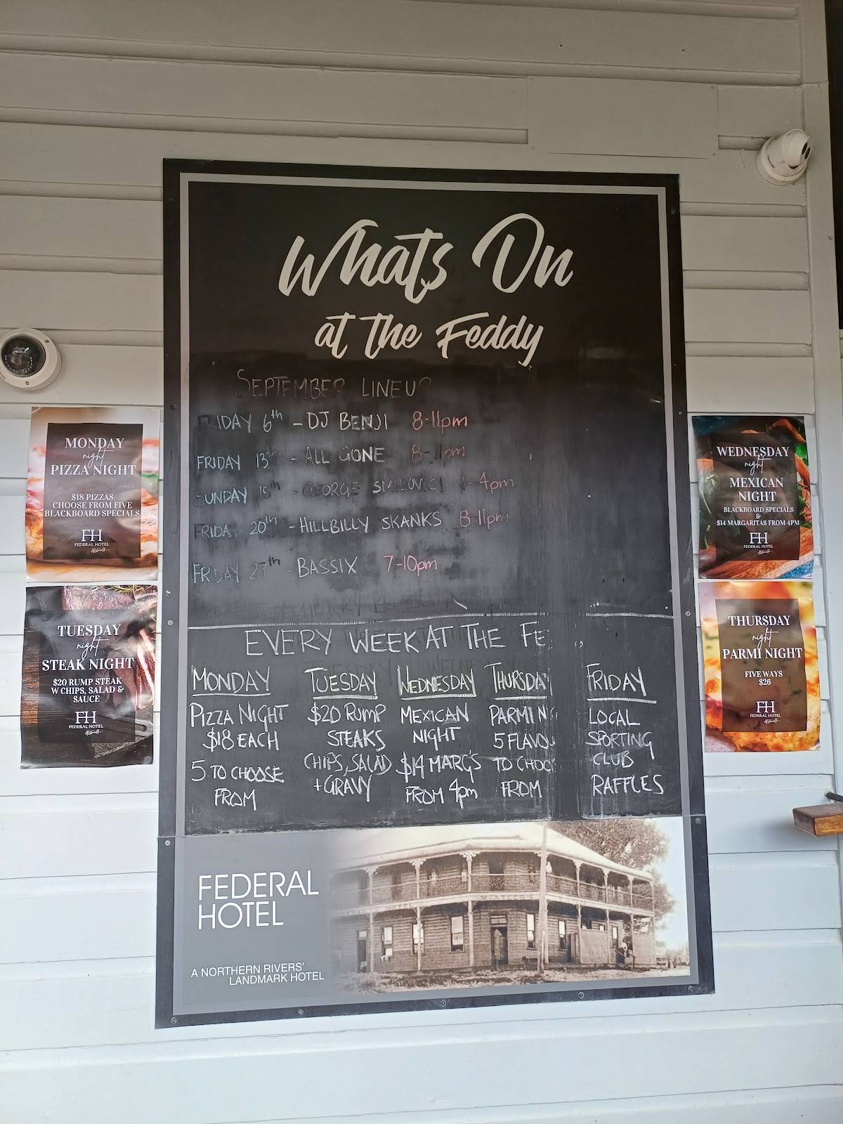 Menu at Federal Hotel pub & bar, Alstonville
