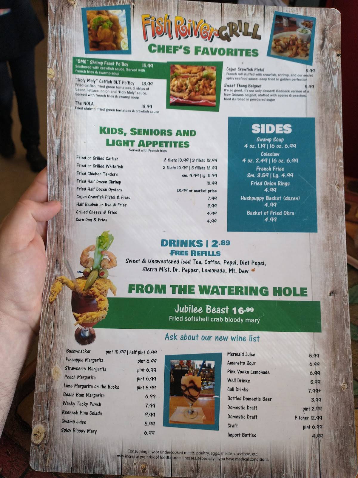 Menu at Fish River Grill restaurant, Gulf Shores
