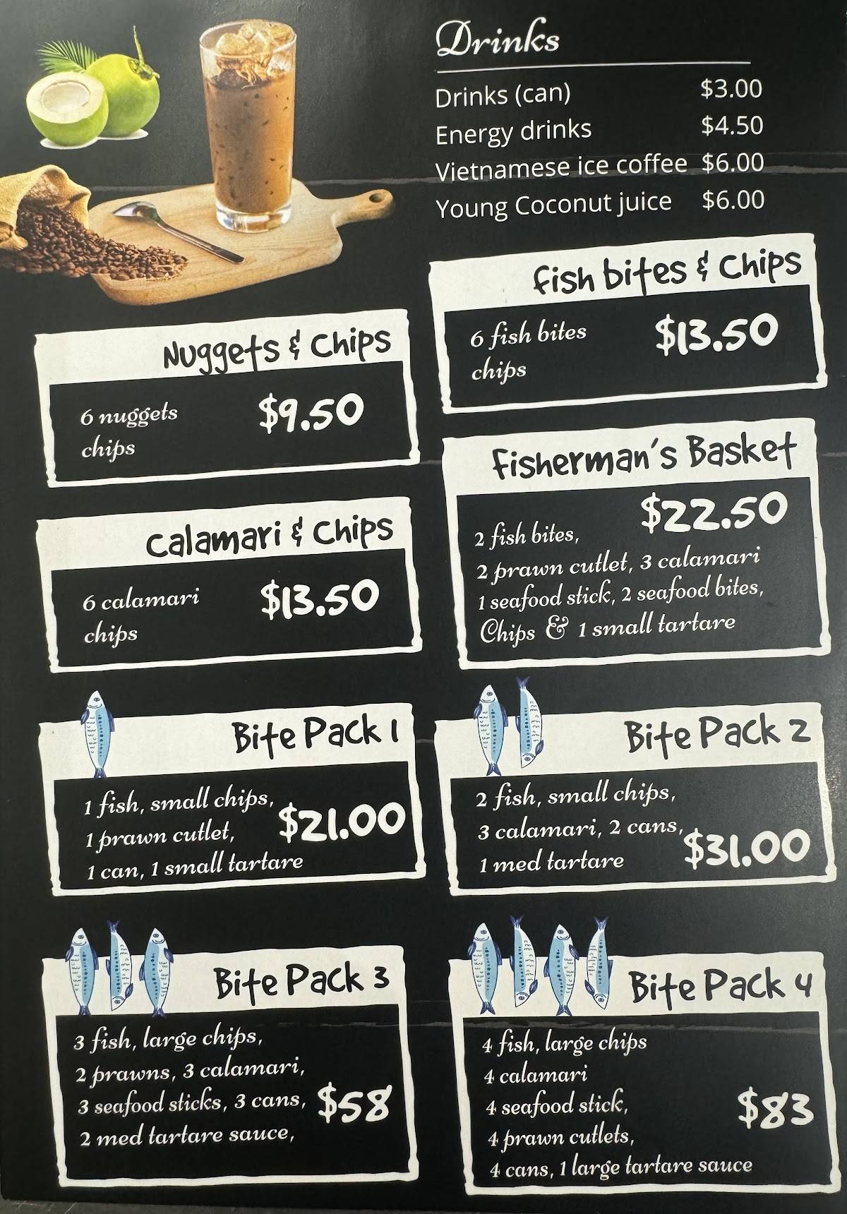 Menu at Fish n Bites restaurant, Labrador