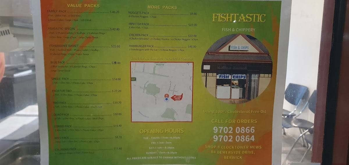 Menu at Fishtastic Fish and Chips fast food, Berwick
