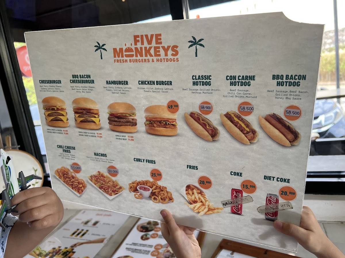 Carta del restaurante Five Monkeys Burger - Gading Serpong, Cihuni
