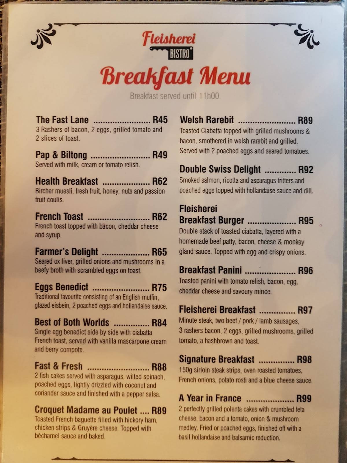 Menu at Fleisherei Bistro - Restaurant, Centurion