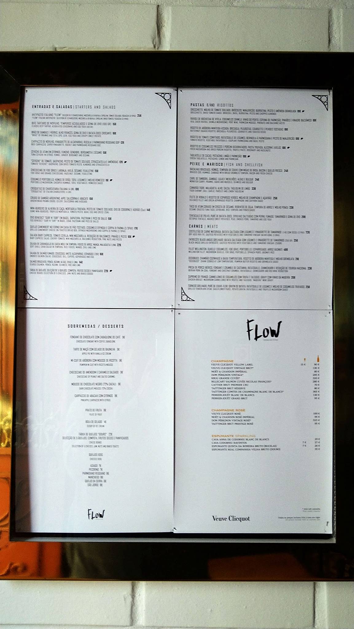 Menu em Flow Restaurant & Bar, Porto