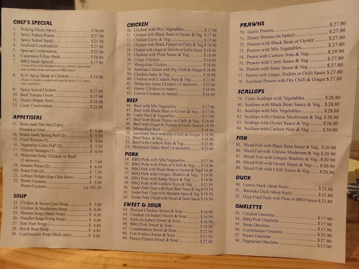 Menu at Fortune Palace restaurant, Croydon South