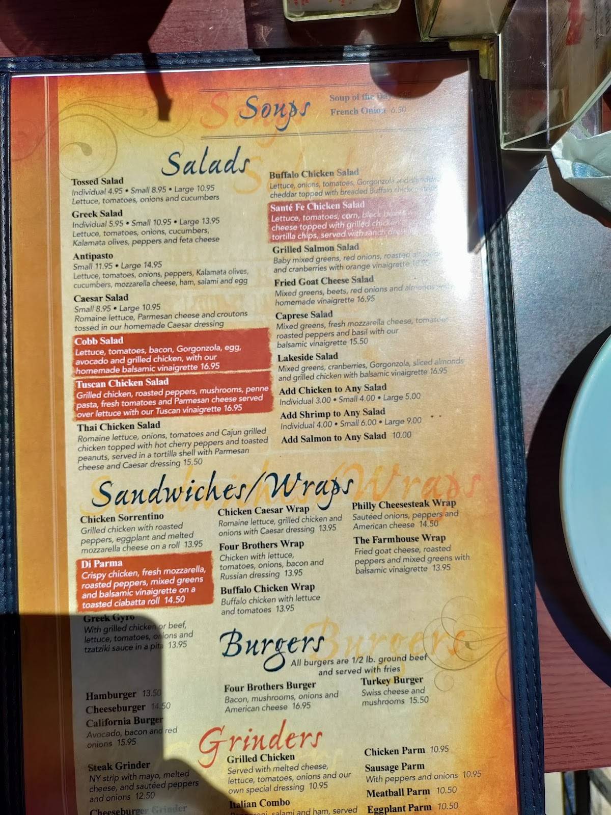 Menu at Four Brothers Pizza Restaurant, Mahopac