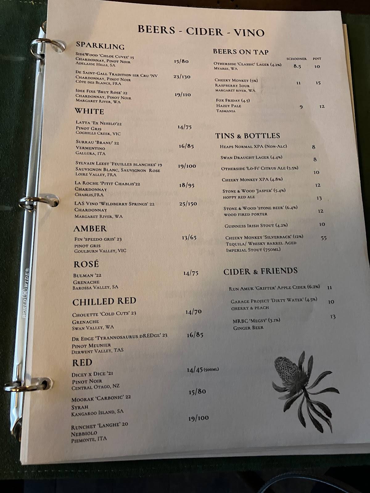 Menu at Nieuw Ruin pub & bar, Fremantle